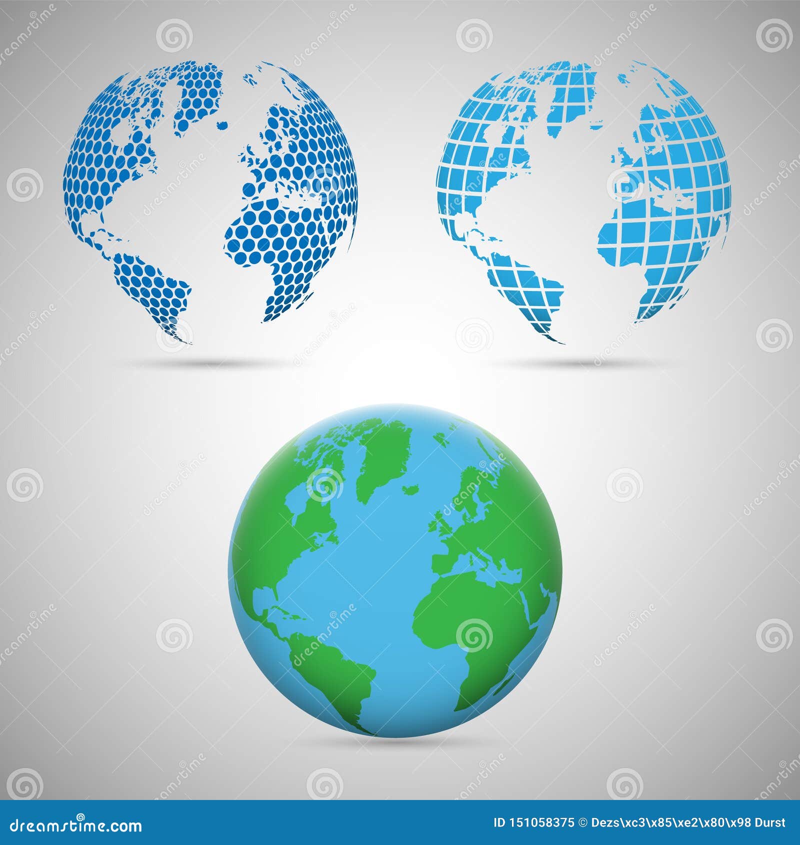 Set of Stylizd Vector Globes Stock Illustration - Illustration of ...