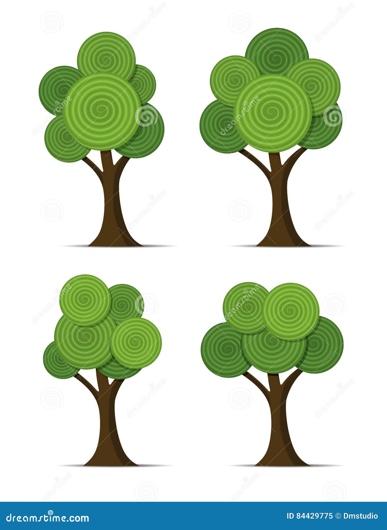 Set of Stylized Abstract Trees, Vector Stock Vector - Illustration of ...