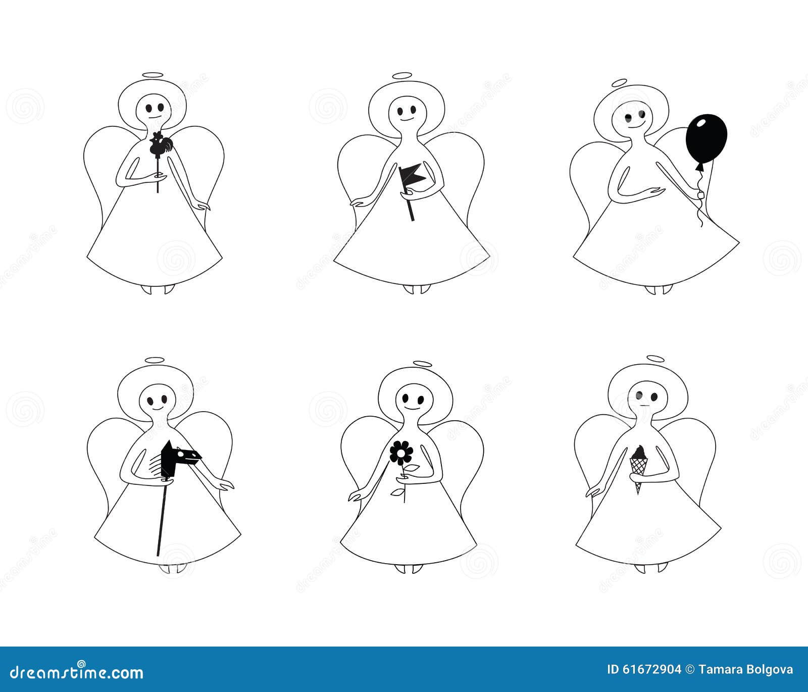 Set of stylized angels stock vector. Illustration of angels - 61672904