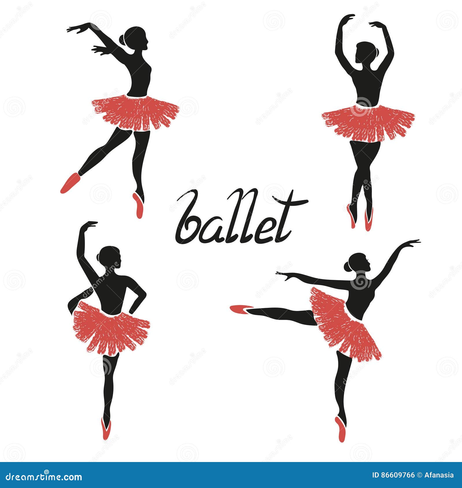 Set of of Stylized Ballerinas. Poses of Ballet. Stock Vector ...