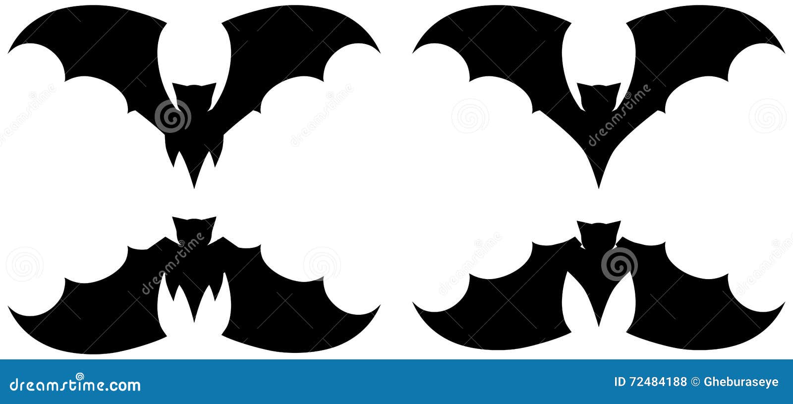 Set of Stylized Bats Isolated Stock Vector - Illustration of black ...