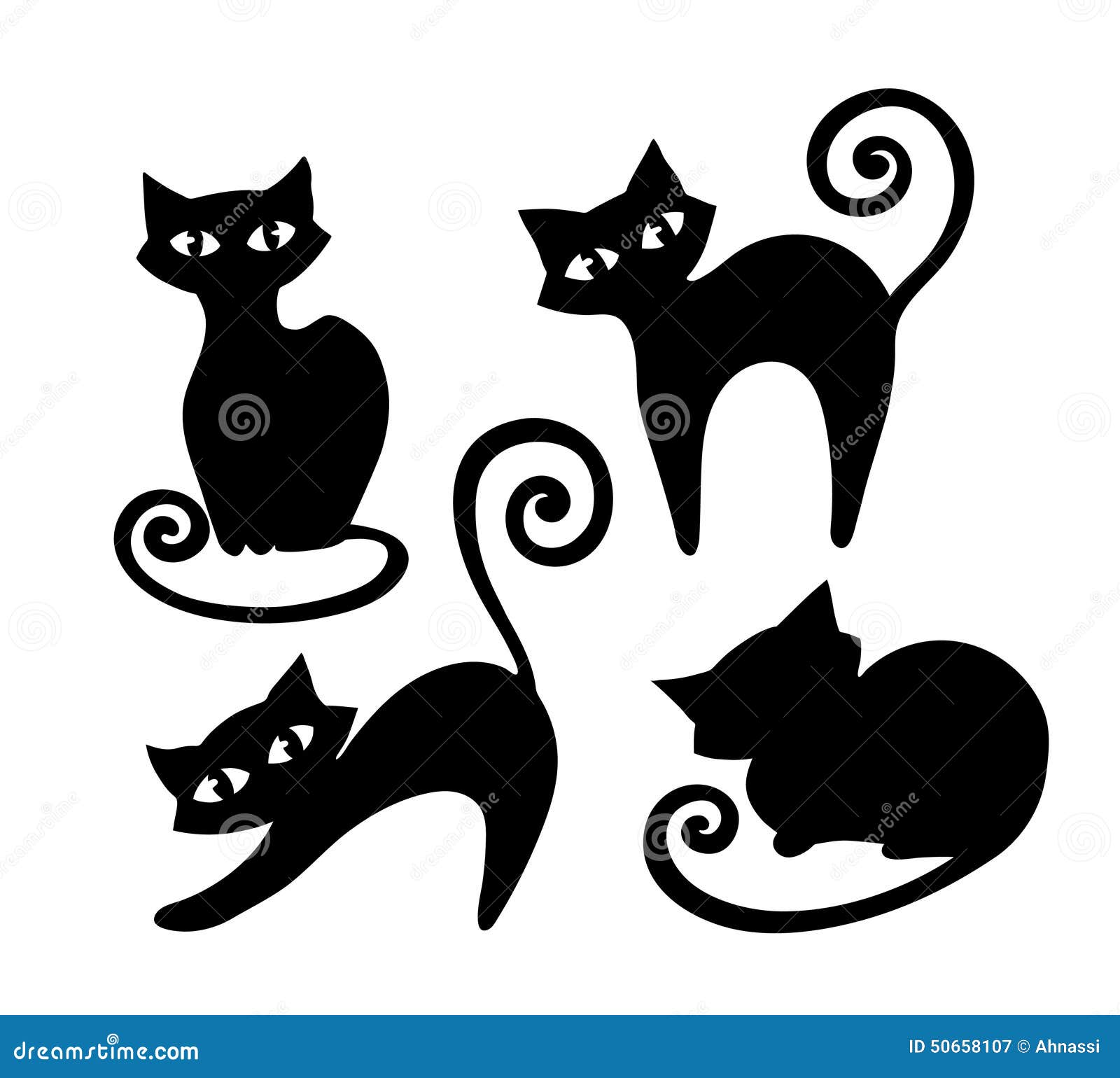 A Set Of Stylized Black Cats Stock Vector - Image: 50658107