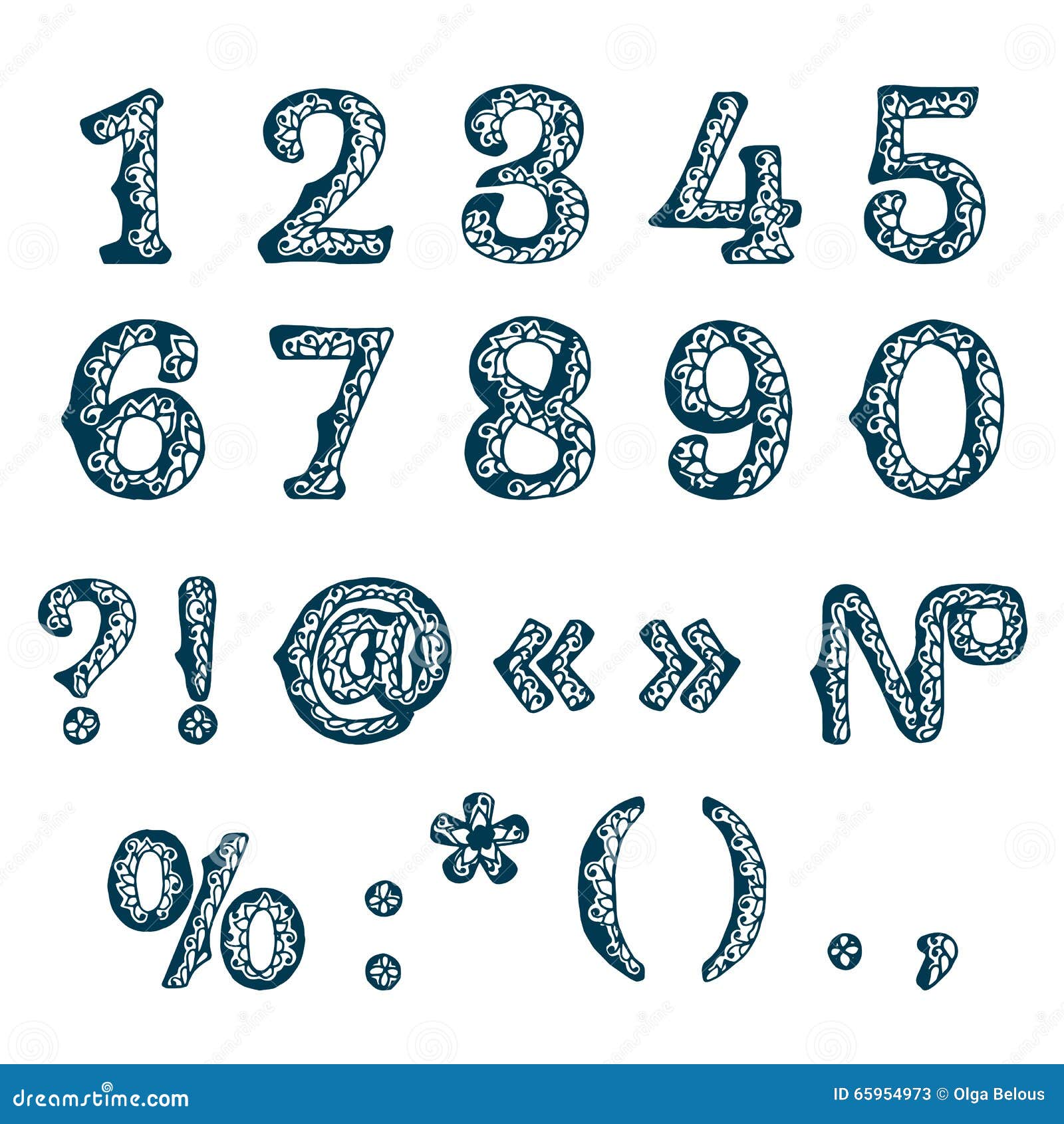 Set of Stylized Calligraphic Numbers. Stock Vector - Illustration of ... Set of Stylized Calligraphic Numbers. Stock Vector - Illustration of ...