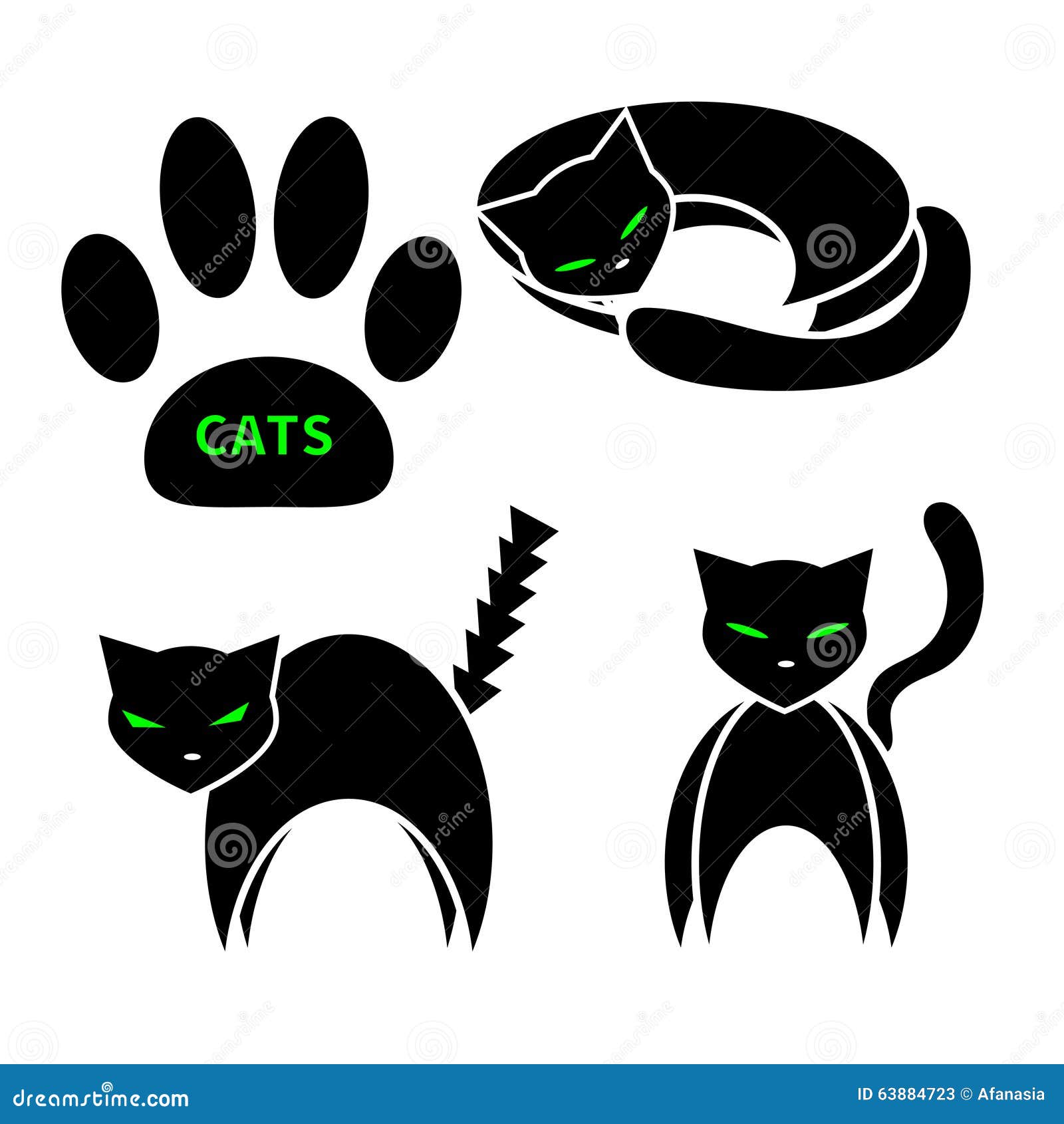 Set of stylized cats. stock vector. Illustration of design - 63884723