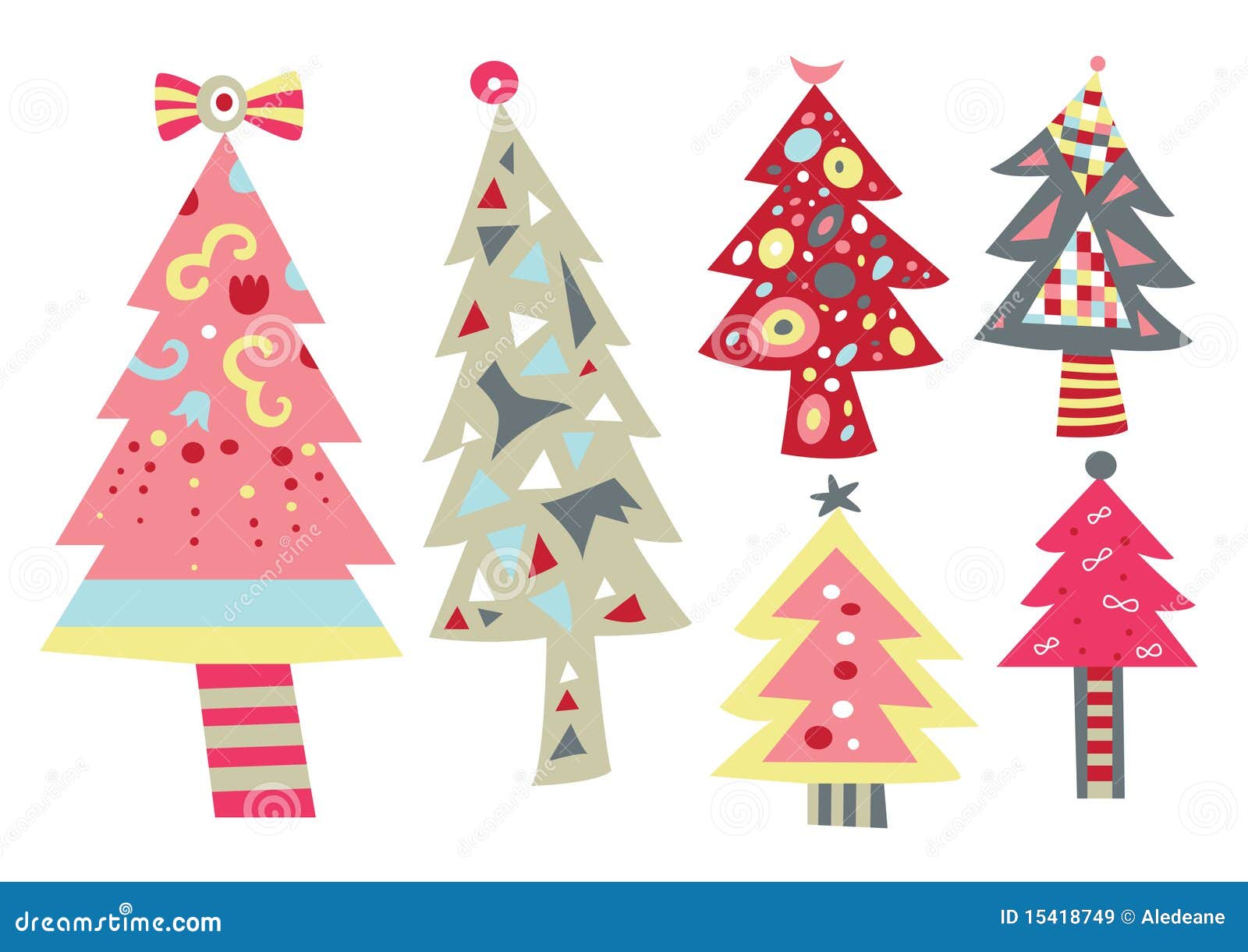 Set of Stylized Christmas Trees Stock Vector - Illustration of artistic ...