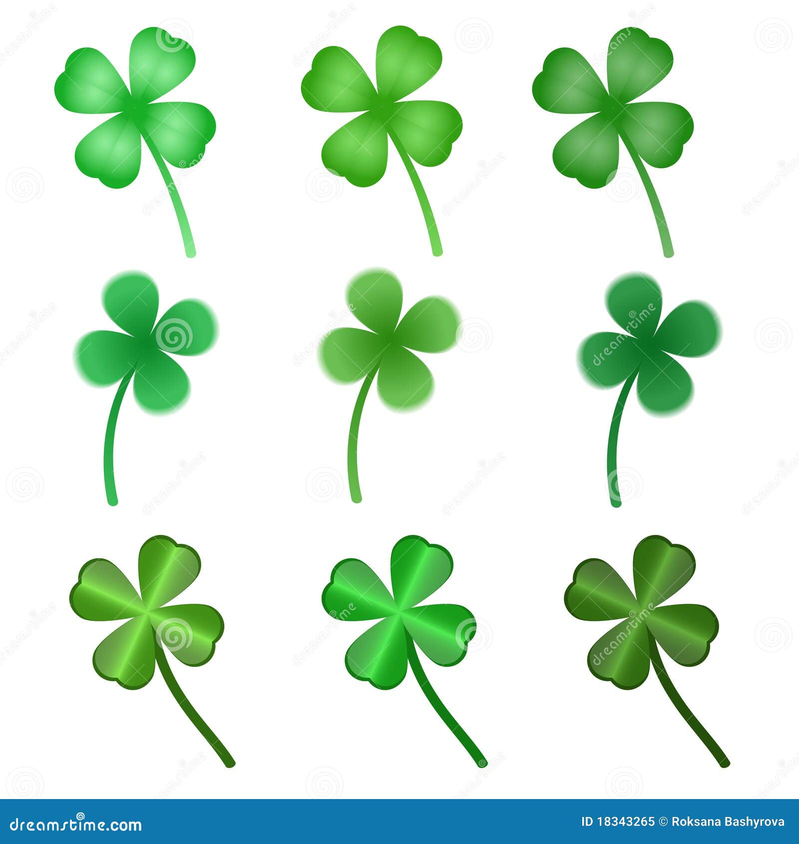 Set of Stylized Clover Leaves Stock Vector - Illustration of patrik ...