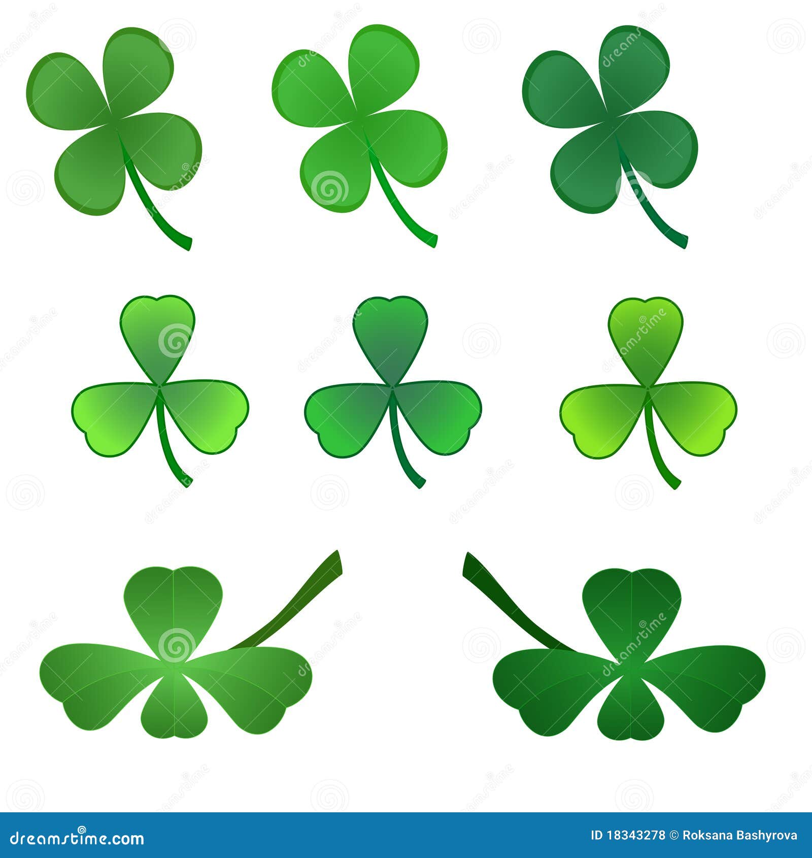 Set of Stylized Clover Leaves Stock Vector - Illustration of group ...