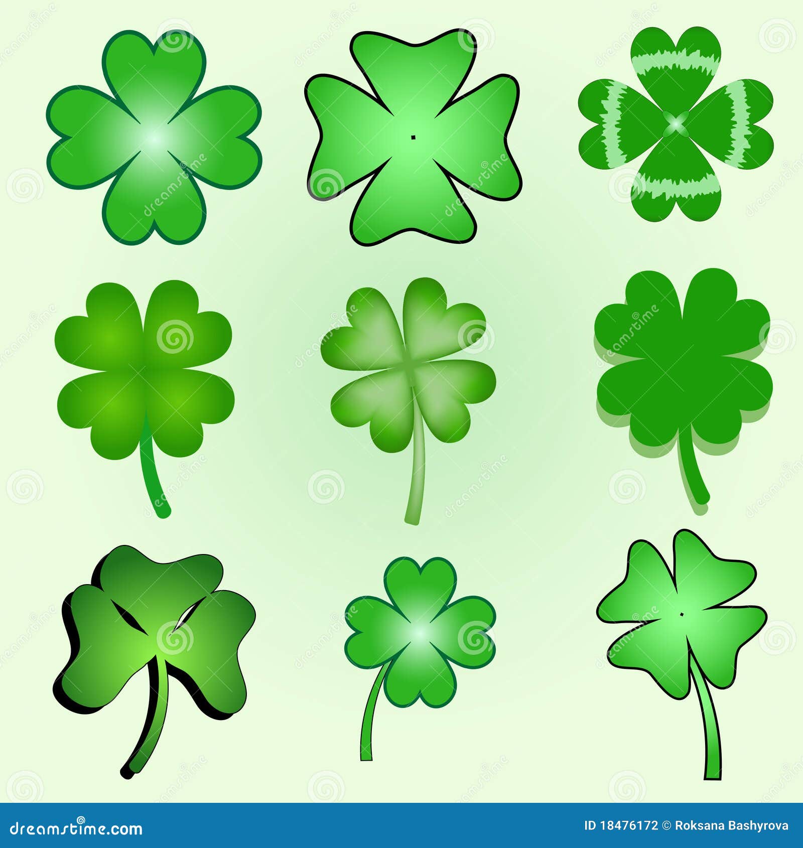 Set of Stylized Clover Leaves Stock Vector - Illustration of creation ...