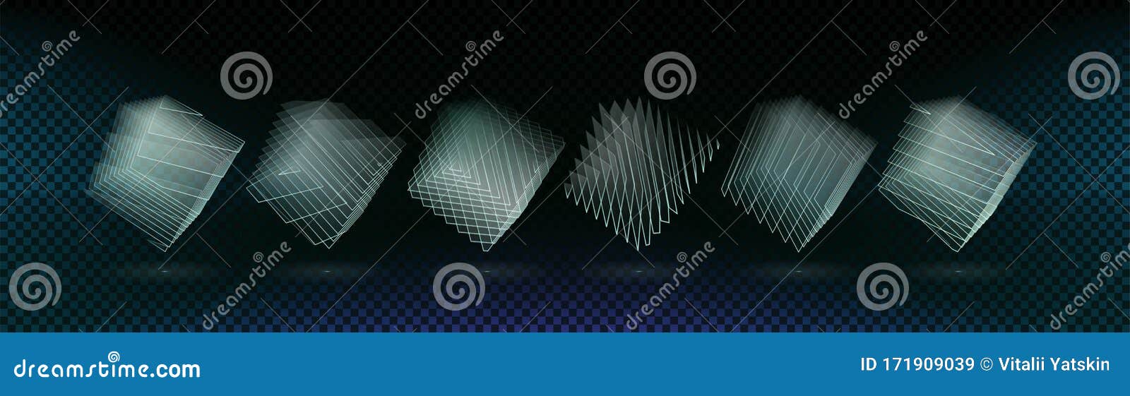 Set Of Stylized Cubes. A Collection Of Neon Gratings With Their ...
