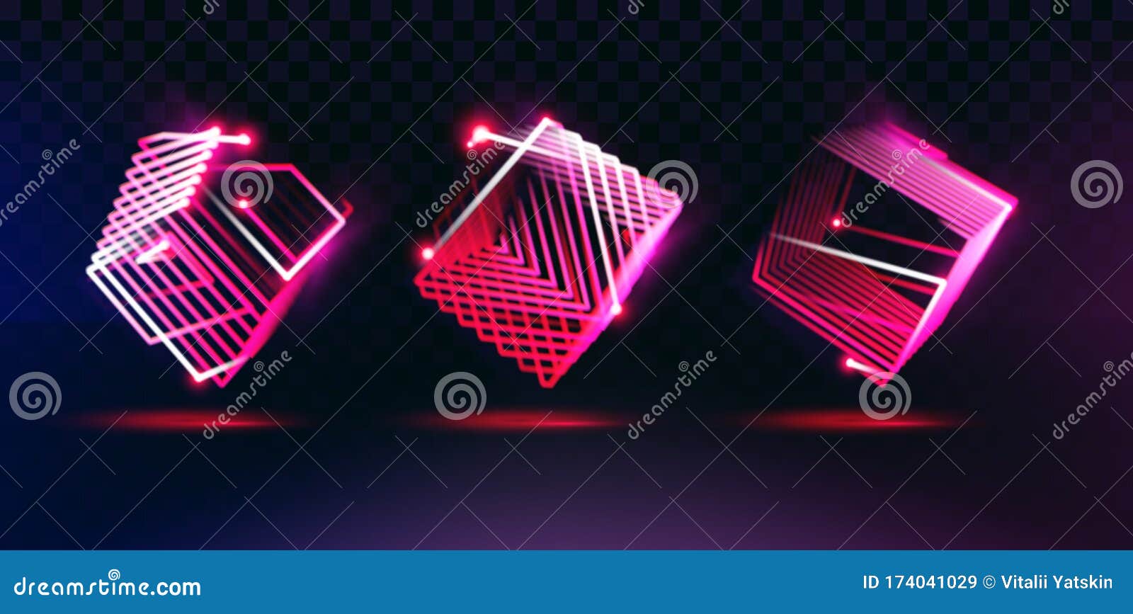 Set of Stylized Cubes. a Collection of Neon Gratings with Their ...
