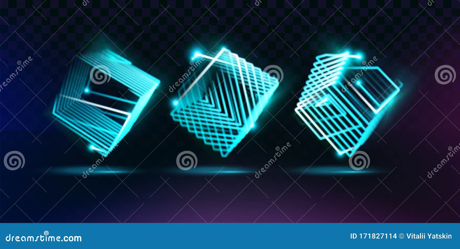 Set of Stylized Cubes. a Collection of Neon Gratings with Their ...