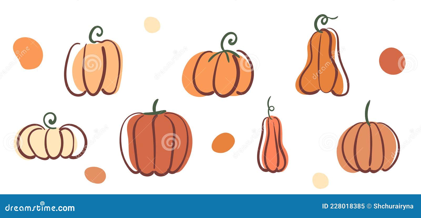 Set of Stylized Decorative Pumpkins Stock Vector - Illustration of ...