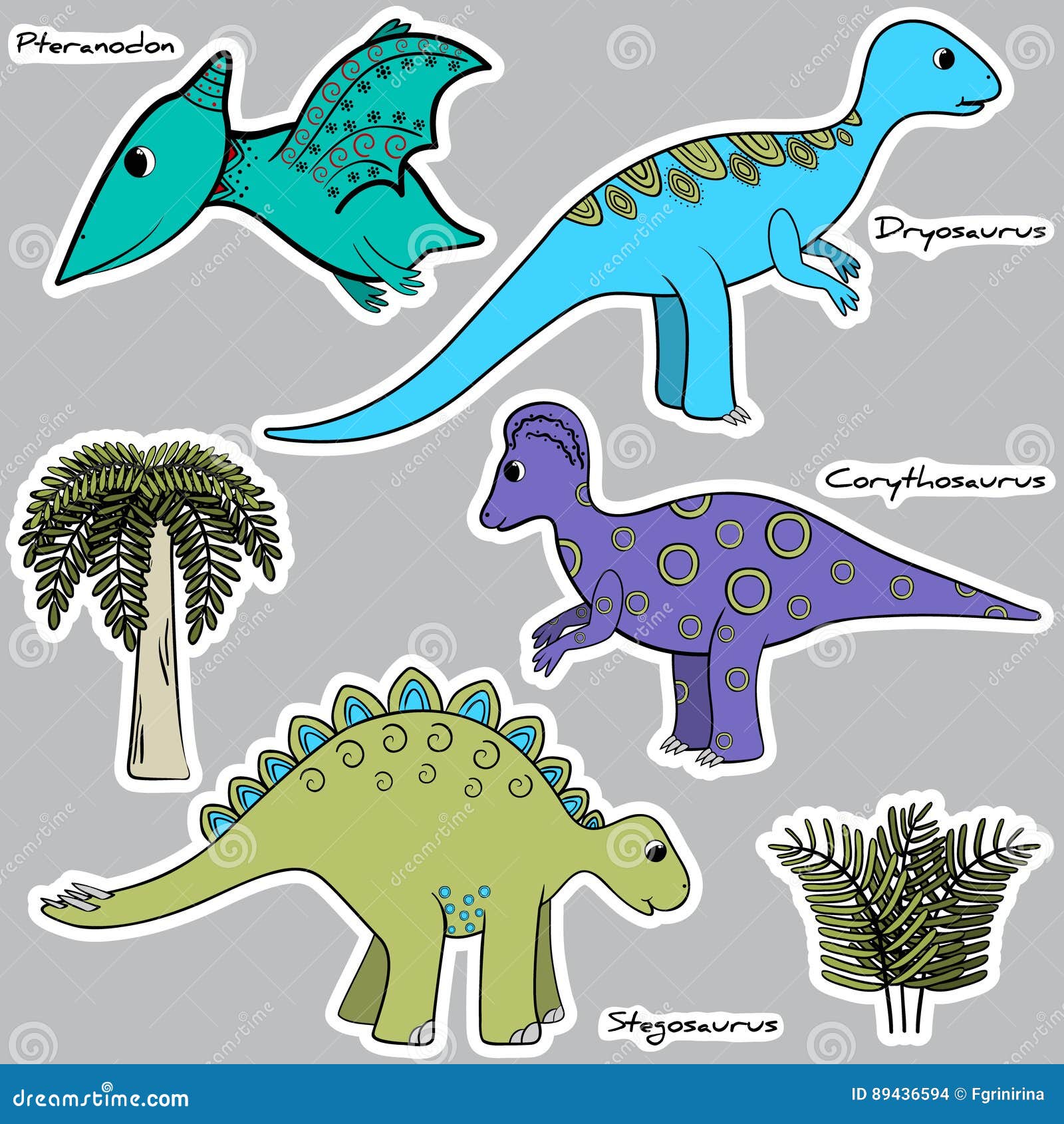 Dinosaur Stickers Vector Illustration | CartoonDealer.com #24724292