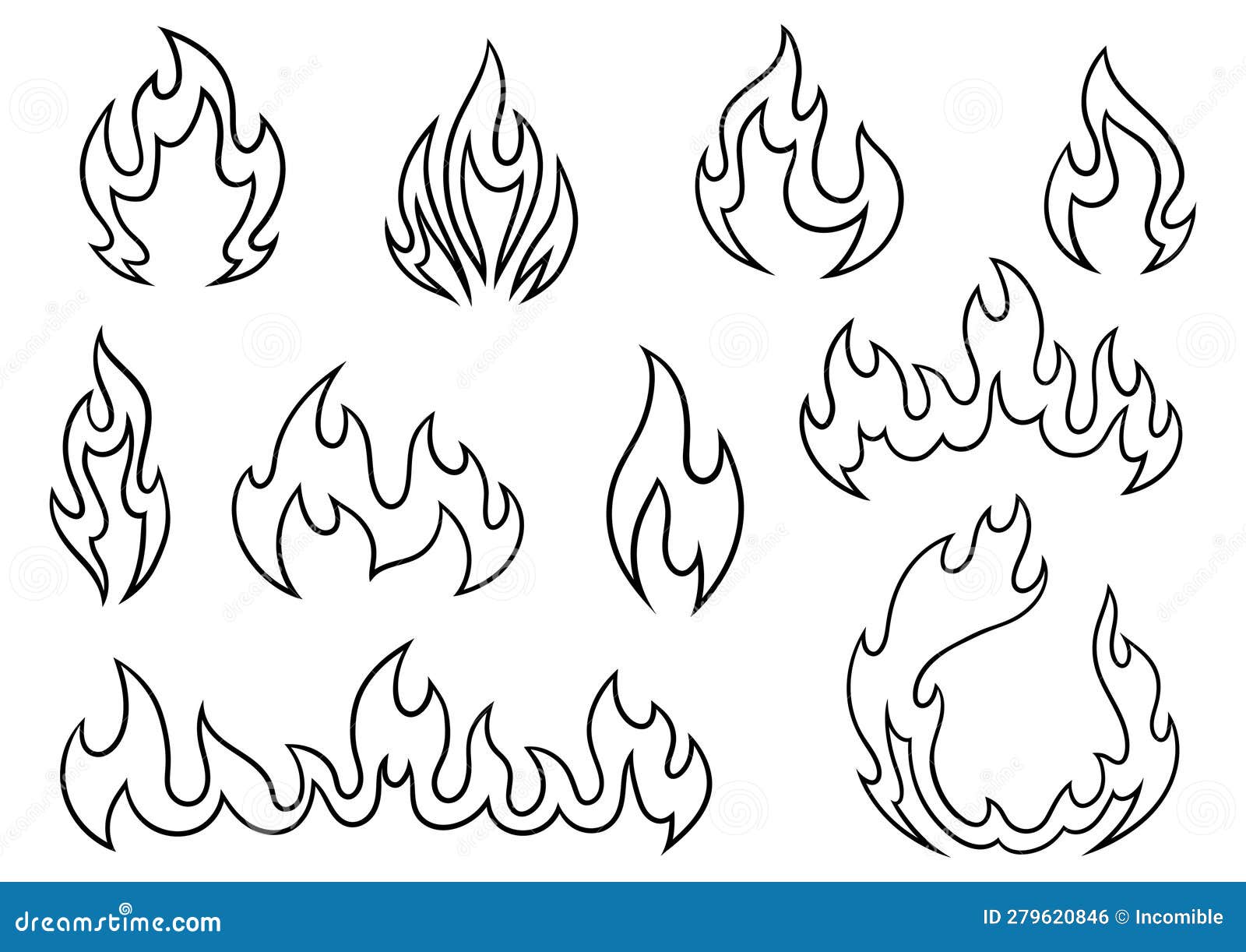 Set of Stylized Fire. Decorative Element for Design. Stock Vector ...