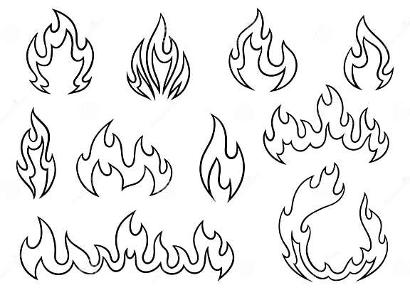 Set of Stylized Fire. Decorative Element for Design. Stock Vector ...