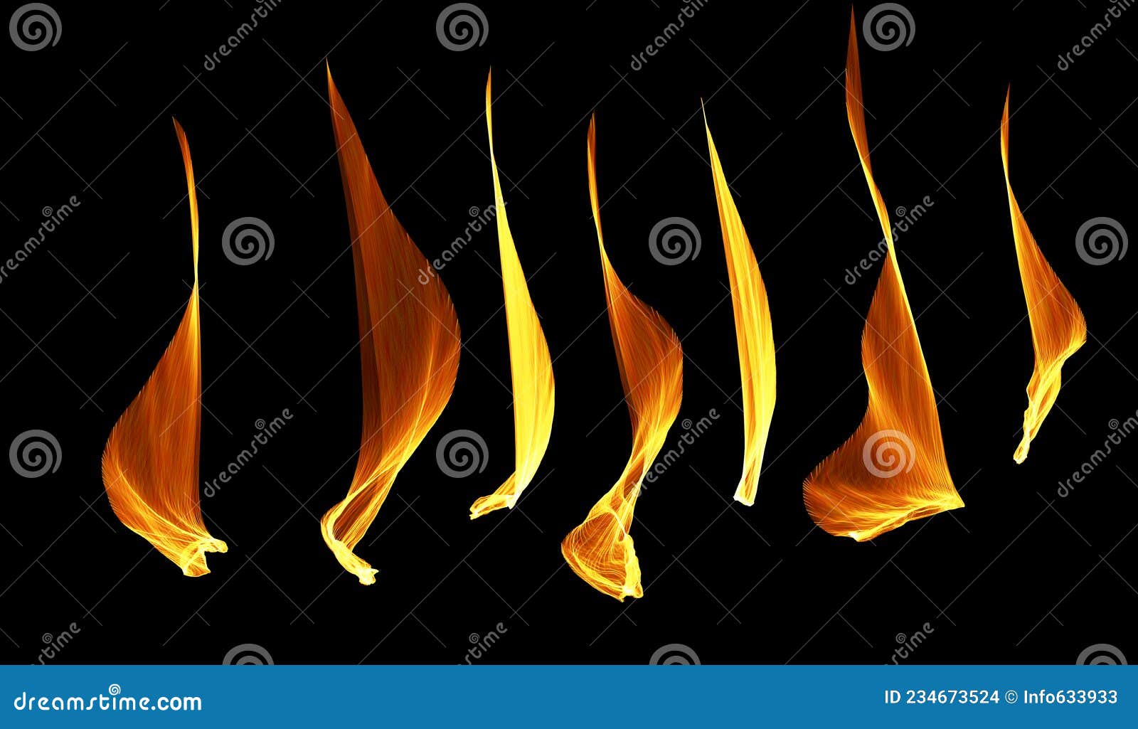 Set of Stylized Fire Flame, Abstract Glowing Lines. Fire Flames ...