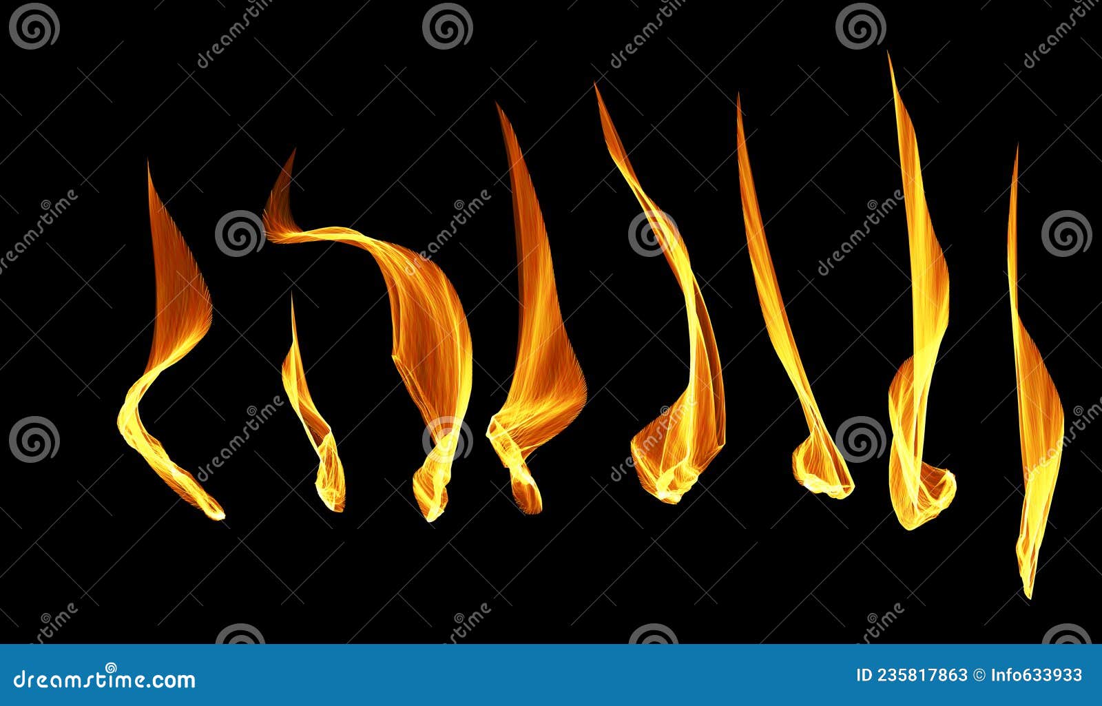 Set of Stylized Fire Flame, Abstract Glowing Lines. Fire Flames ...