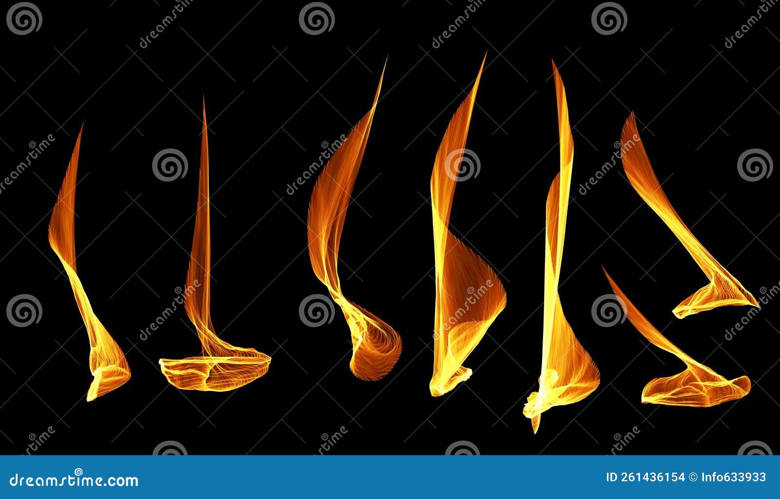 Set of Stylized Fire Flame, Abstract Glowing Lines. Fire Flames ...