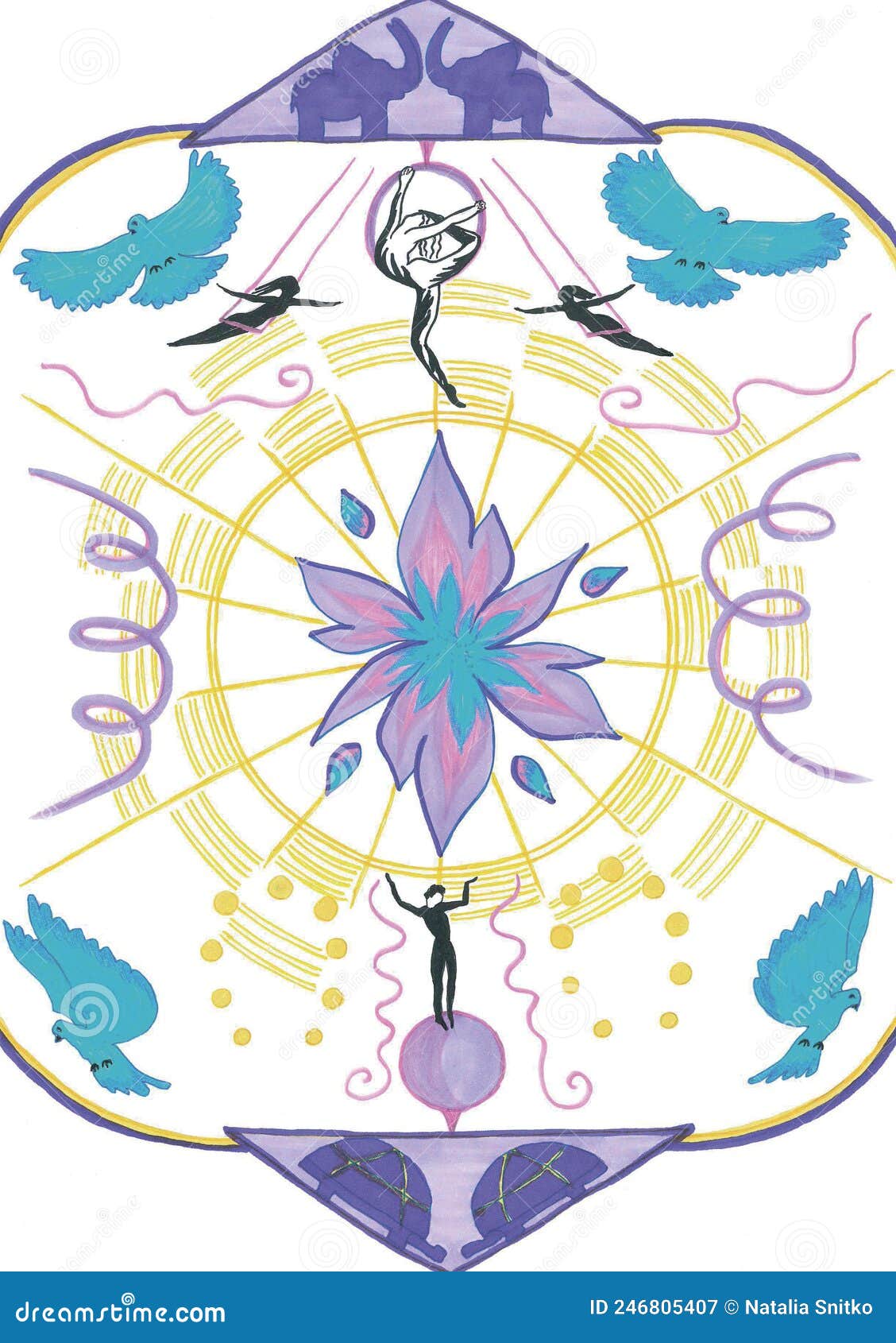 Set of Stylized Flat Elements for a Symmetrical Blue Violet Circus ...