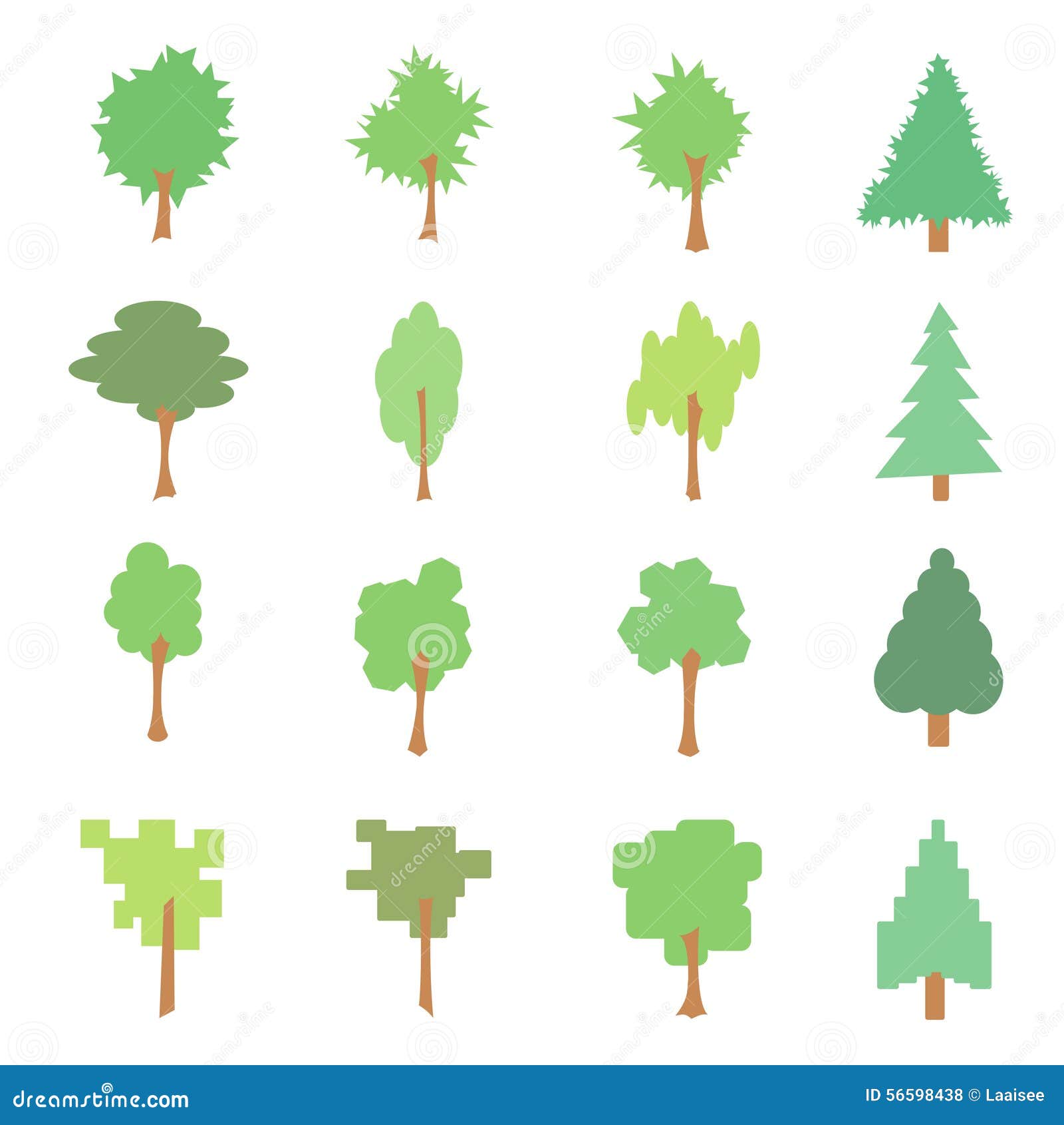Set of Stylized Flat Tree Icons, Vector Illustration, Stock Vector ...
