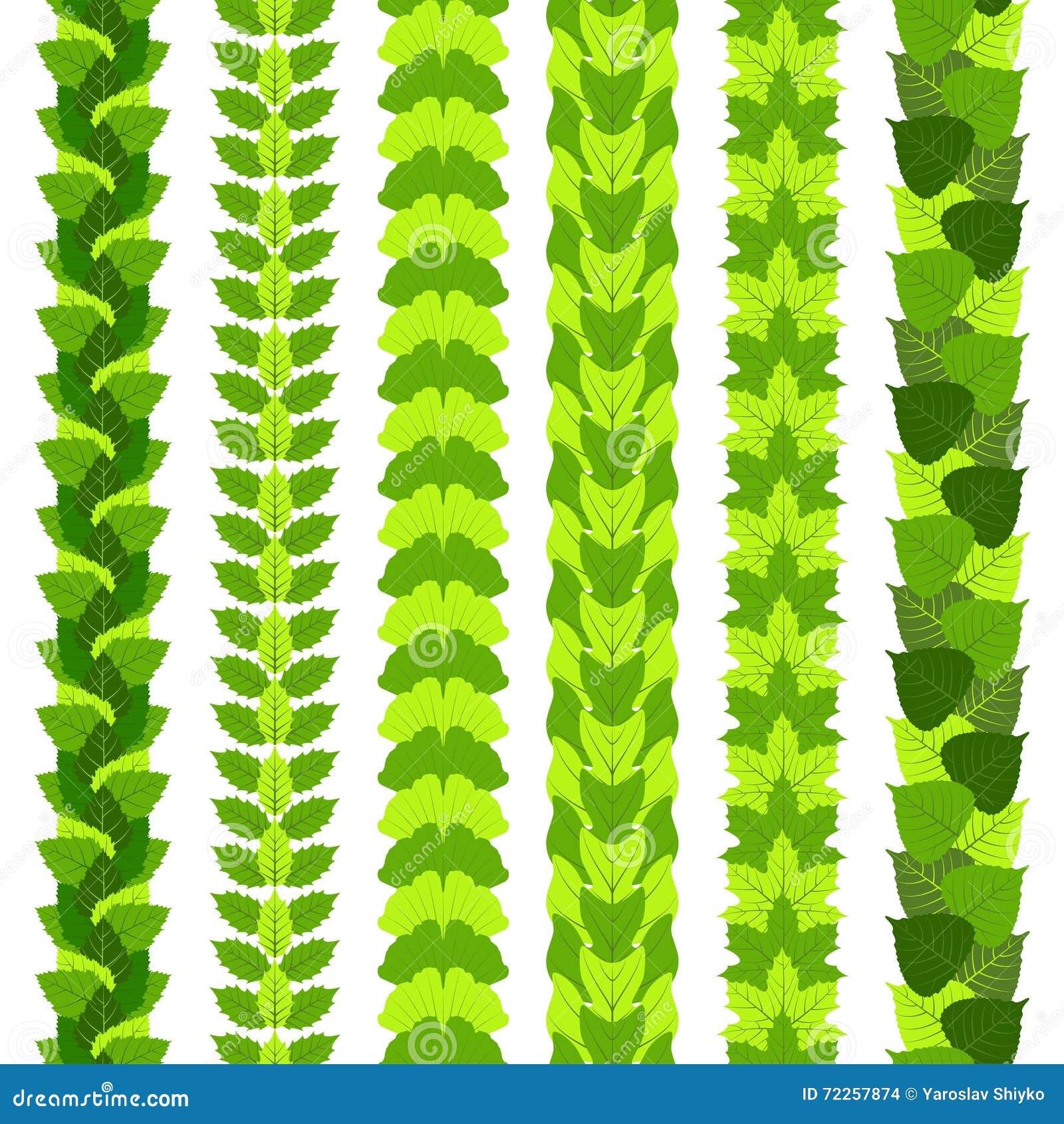 Set Of Stylized Foliate Borders Made Of Different Tree Leaves, Such As ...