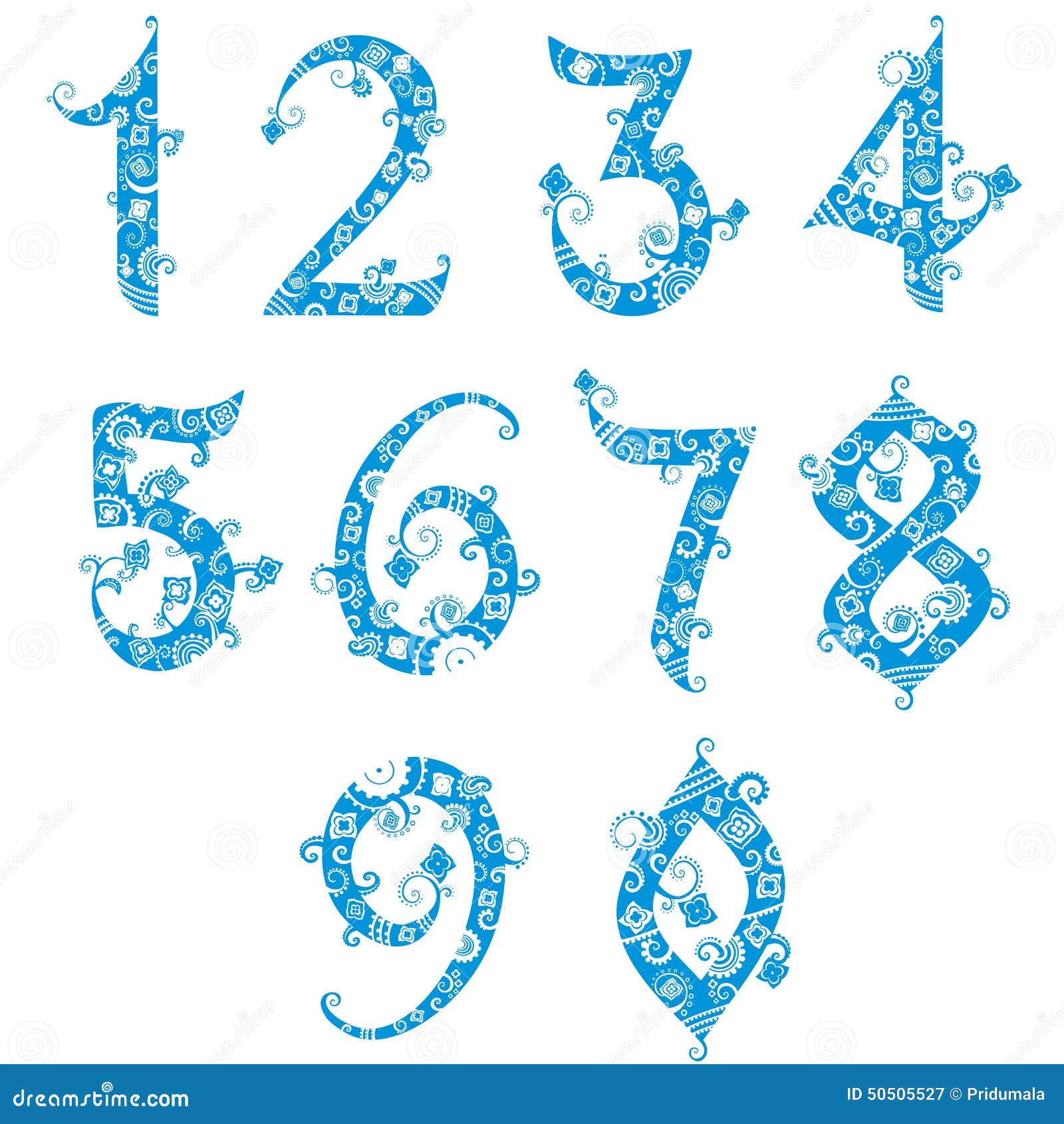 Set of stylized numbers stock vector. Illustration of beautiful - 50505527