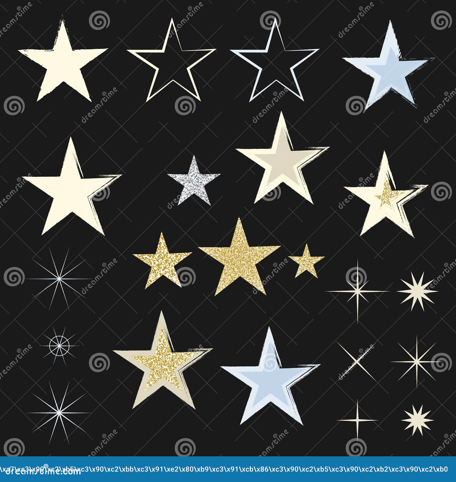 Stylized Stars On White Background Seamless Pattern Cartoon Vector ...