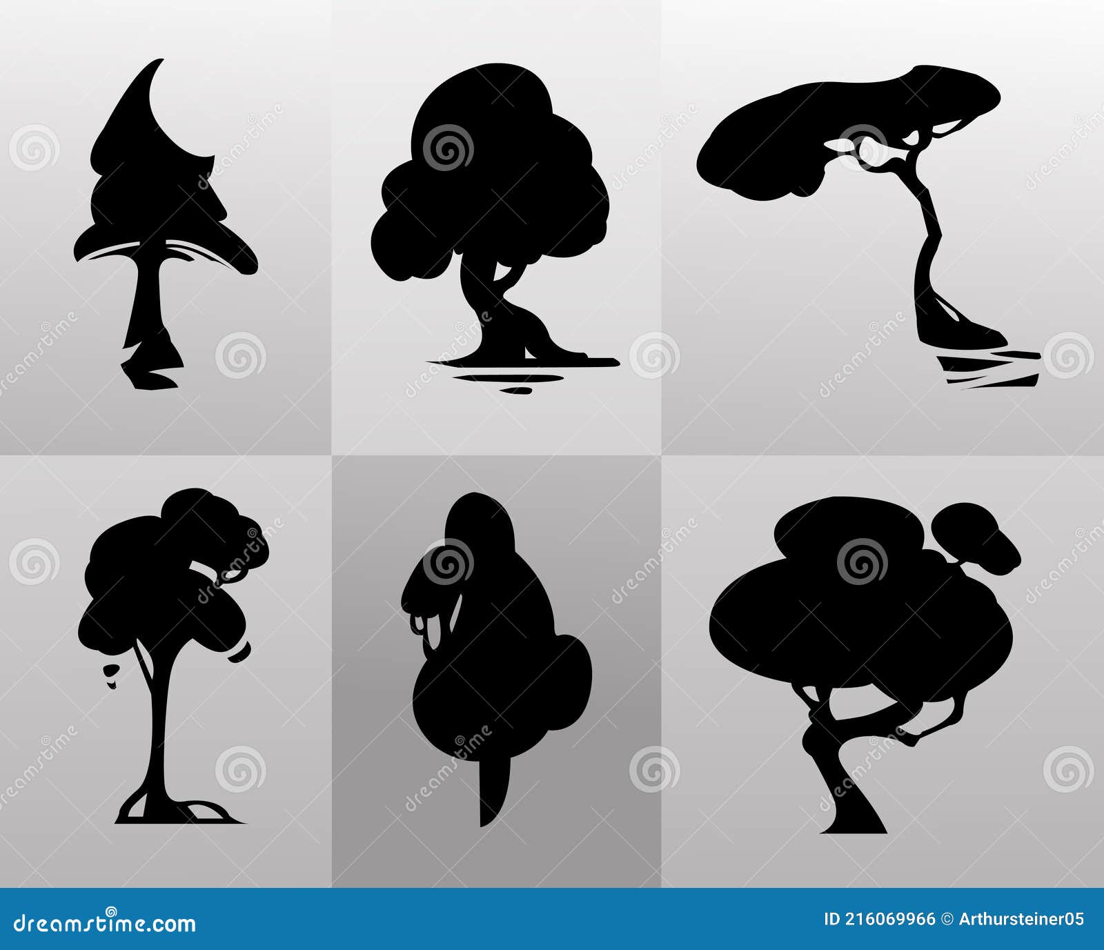 Set of Stylized Tree Silhouettes Stock Vector - Illustration of shape ...