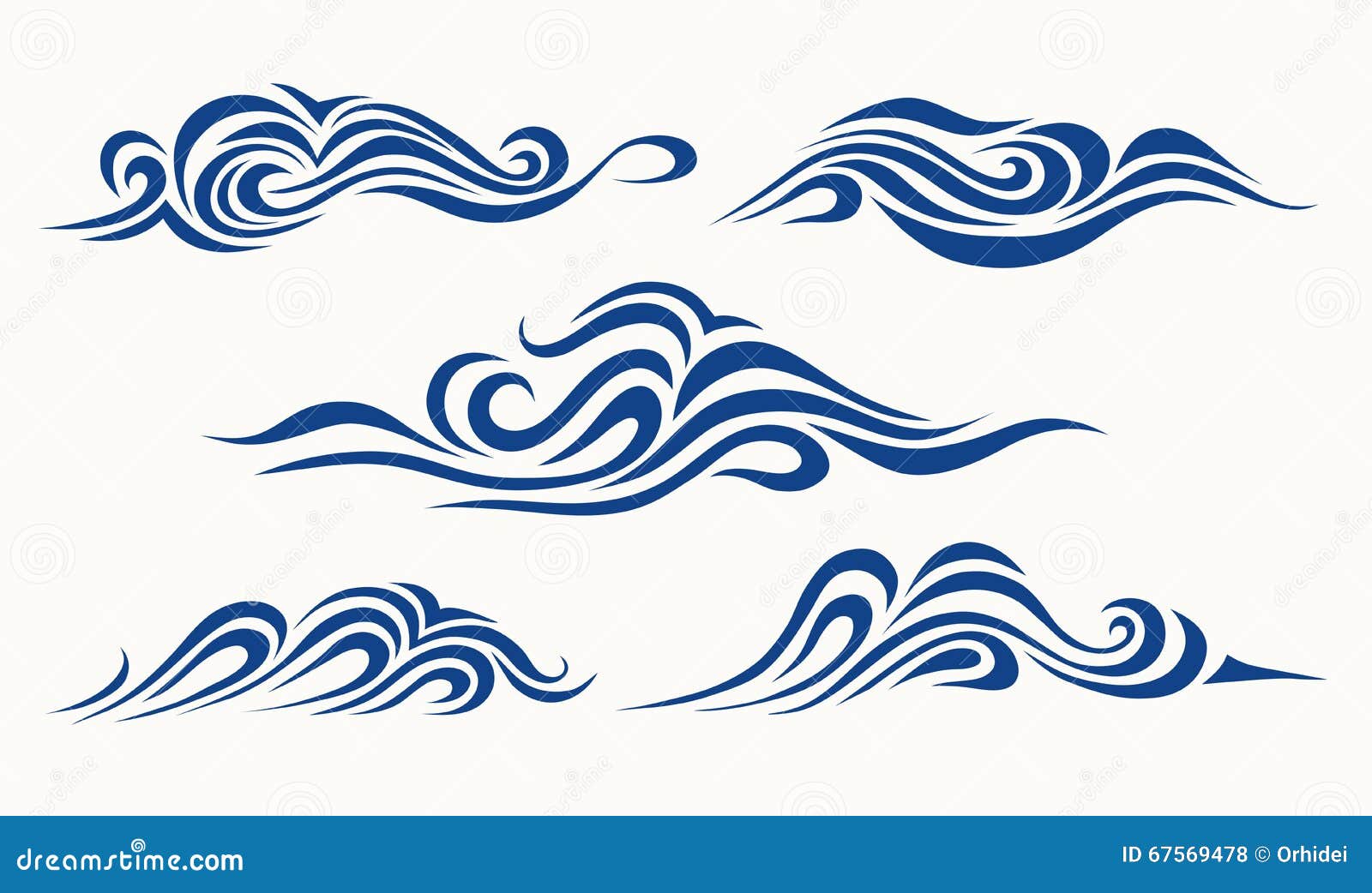 Set of Stylized Waves on a Light Background Stock Vector - Illustration ...