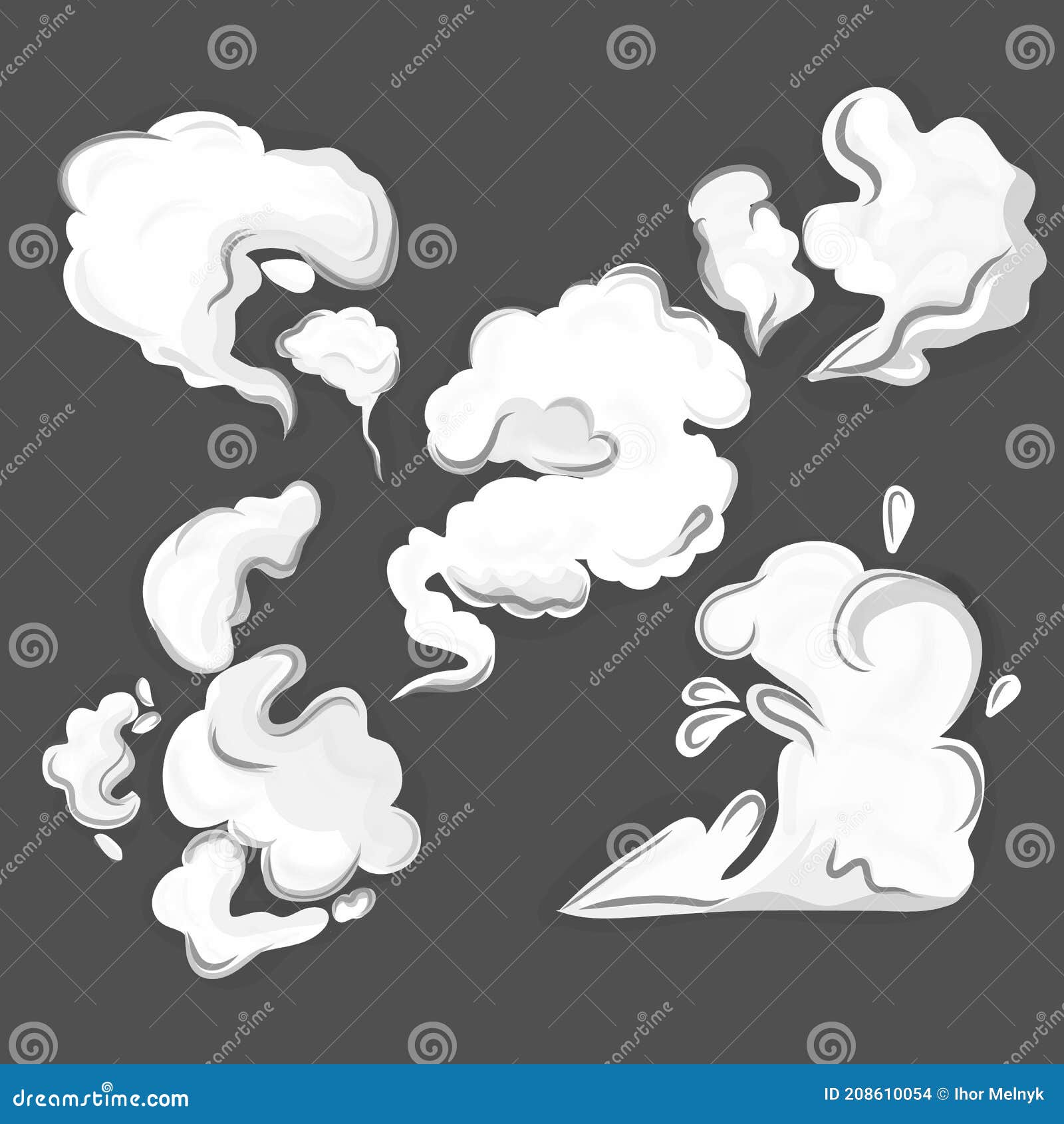 Comic Dust Effect. Cartoon Smoke And Steam Trails Sprite Animation ...