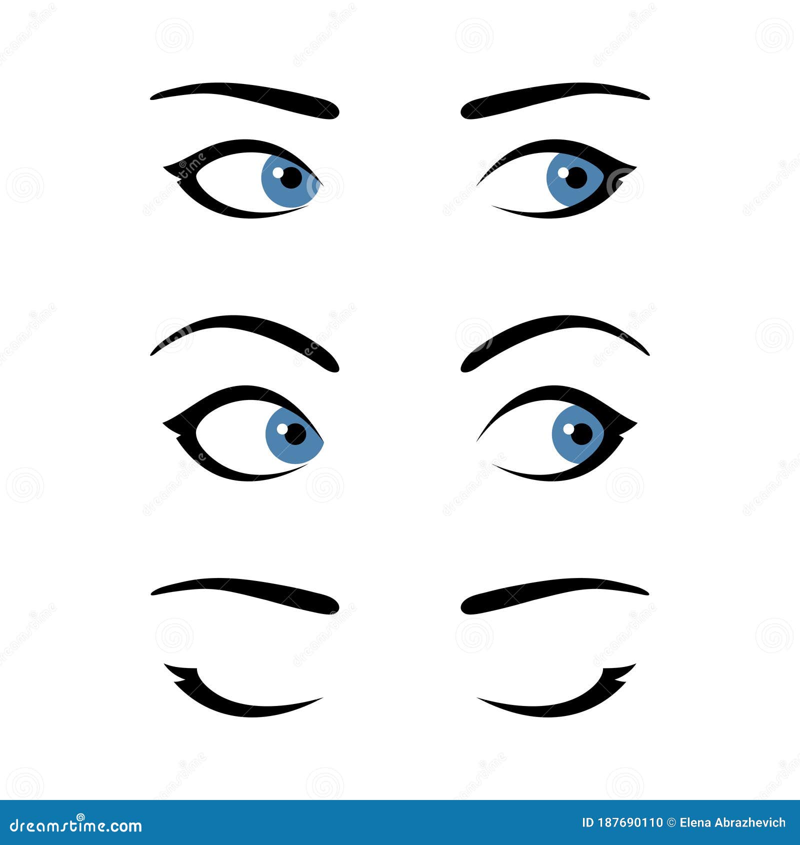 Set of Stylized Woman`s Eyes Expressing Different Emotions Stock Vector ...