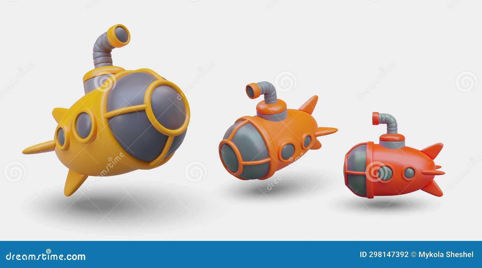 Set of Submarines of Different Colors and in Different Positions Stock ...