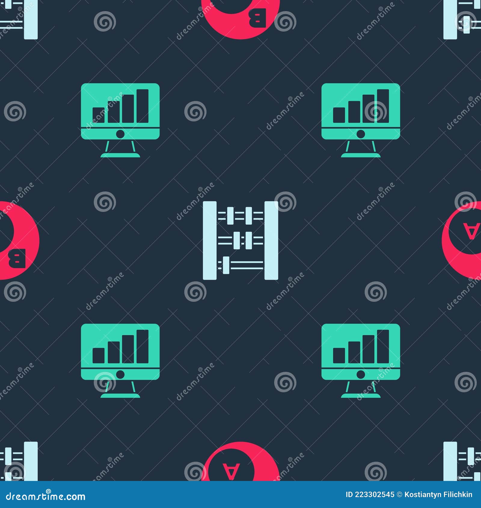 Set Subsets Math A Is Subset Of B Abacus And Computer Monitor With Graph Chart On Seamless