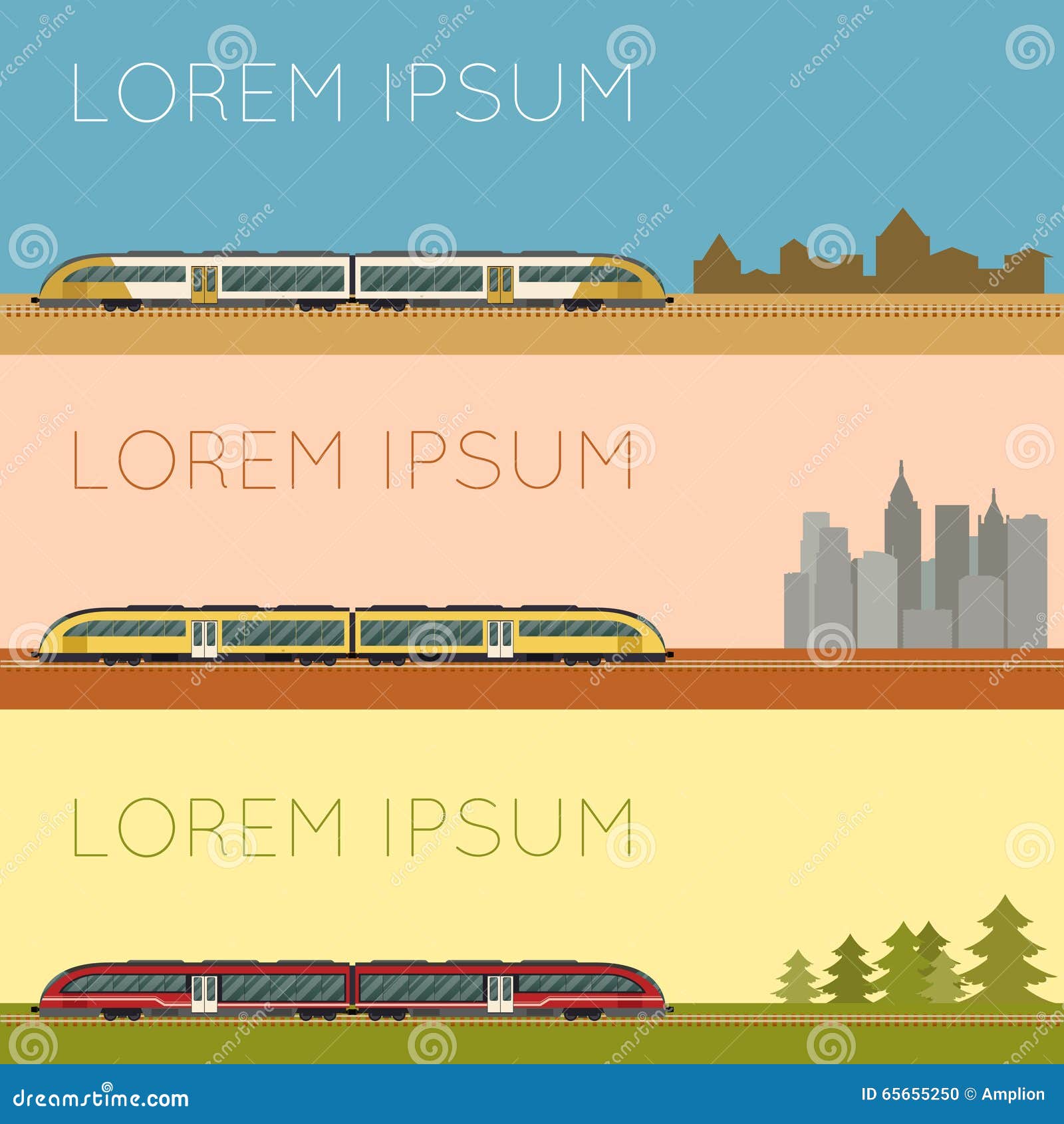 Set of Suburban Train Banners Stock Vector - Illustration of express ...