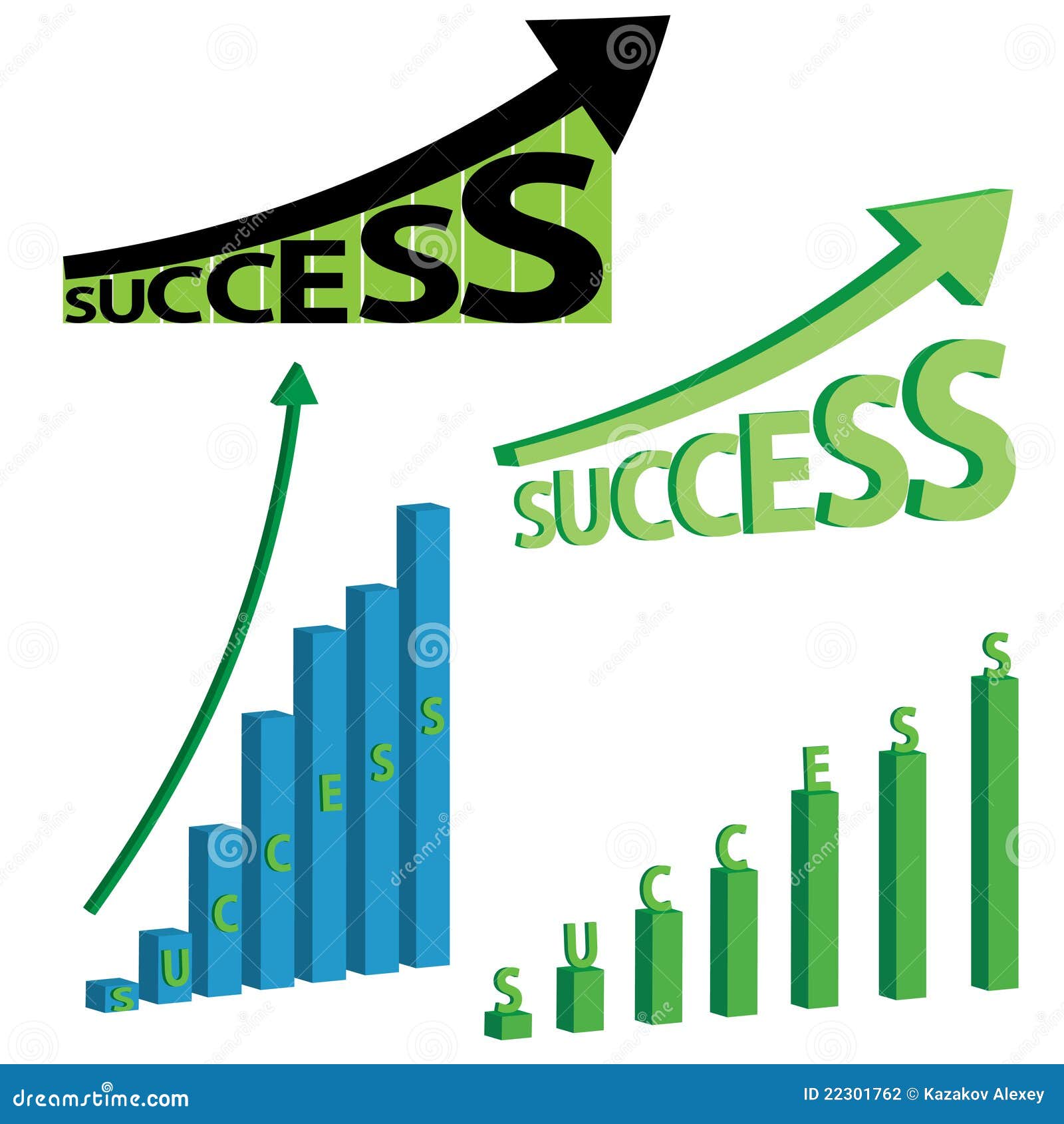 Set of Success Concept Arts. Stock Vector - Illustration of development ...