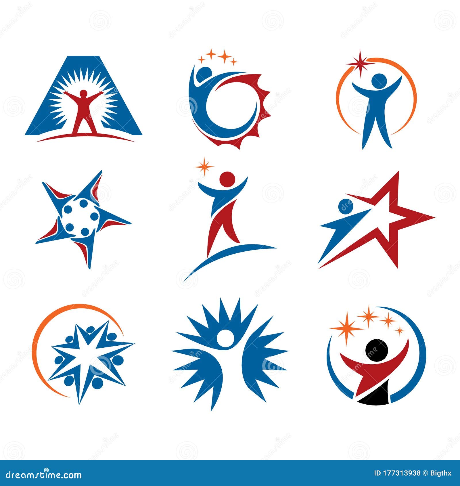 Set of Star Success Team Logo Icon Vector Stock Vector - Illustration ...