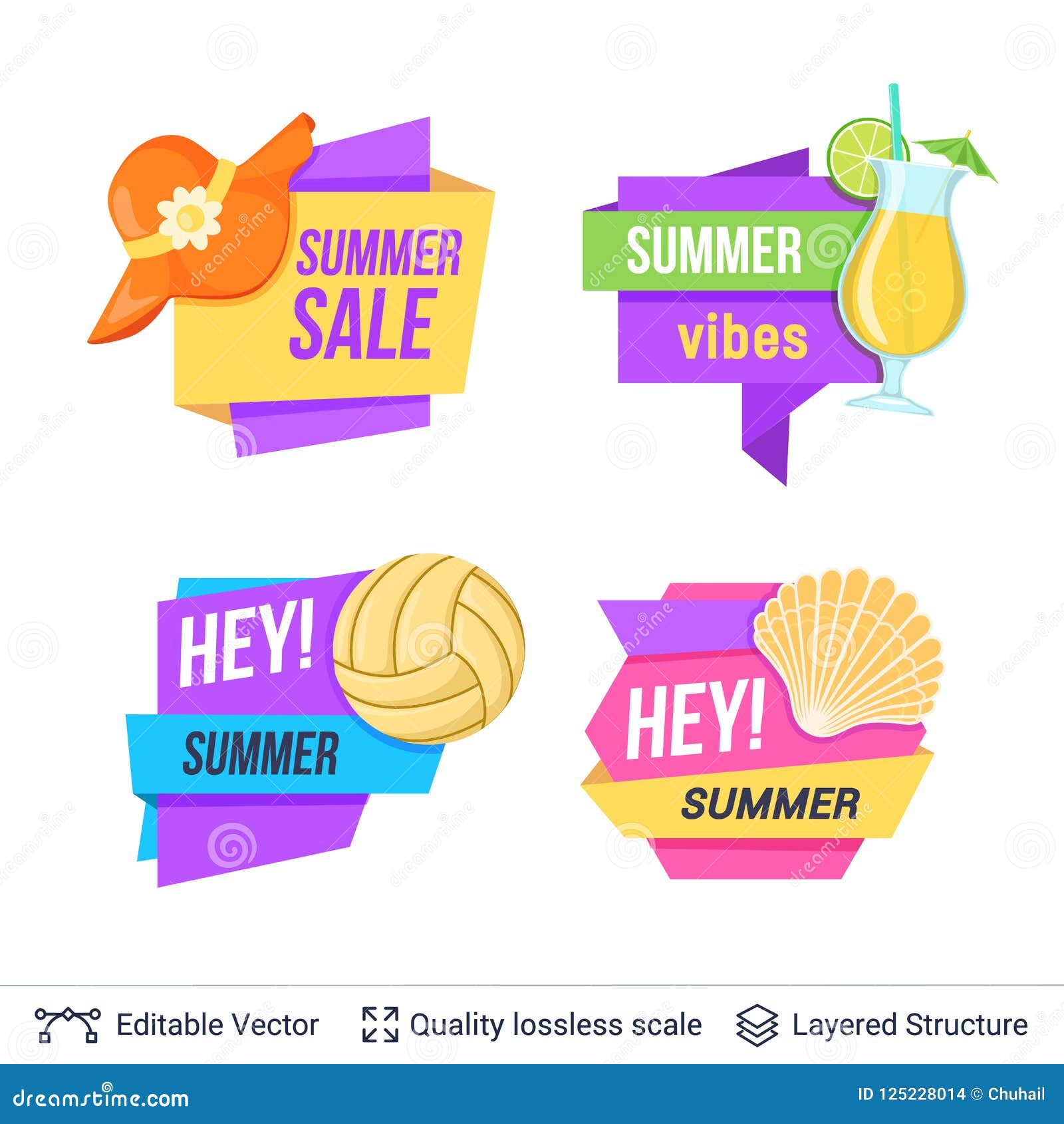 Set of Summer Badges Isolated on White. Stock Vector - Illustration of ...