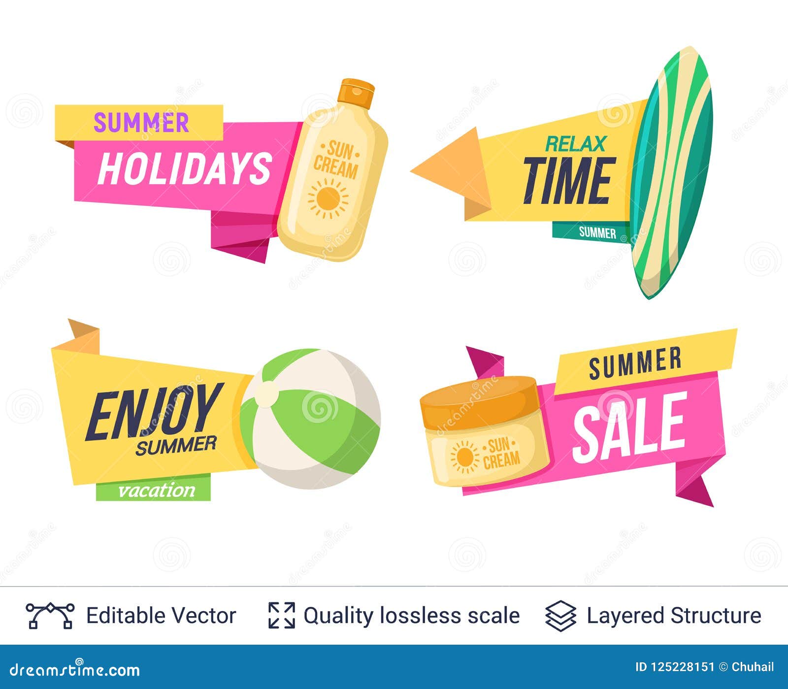 Set of Summer Badges Isolated on White. Stock Vector - Illustration of ...