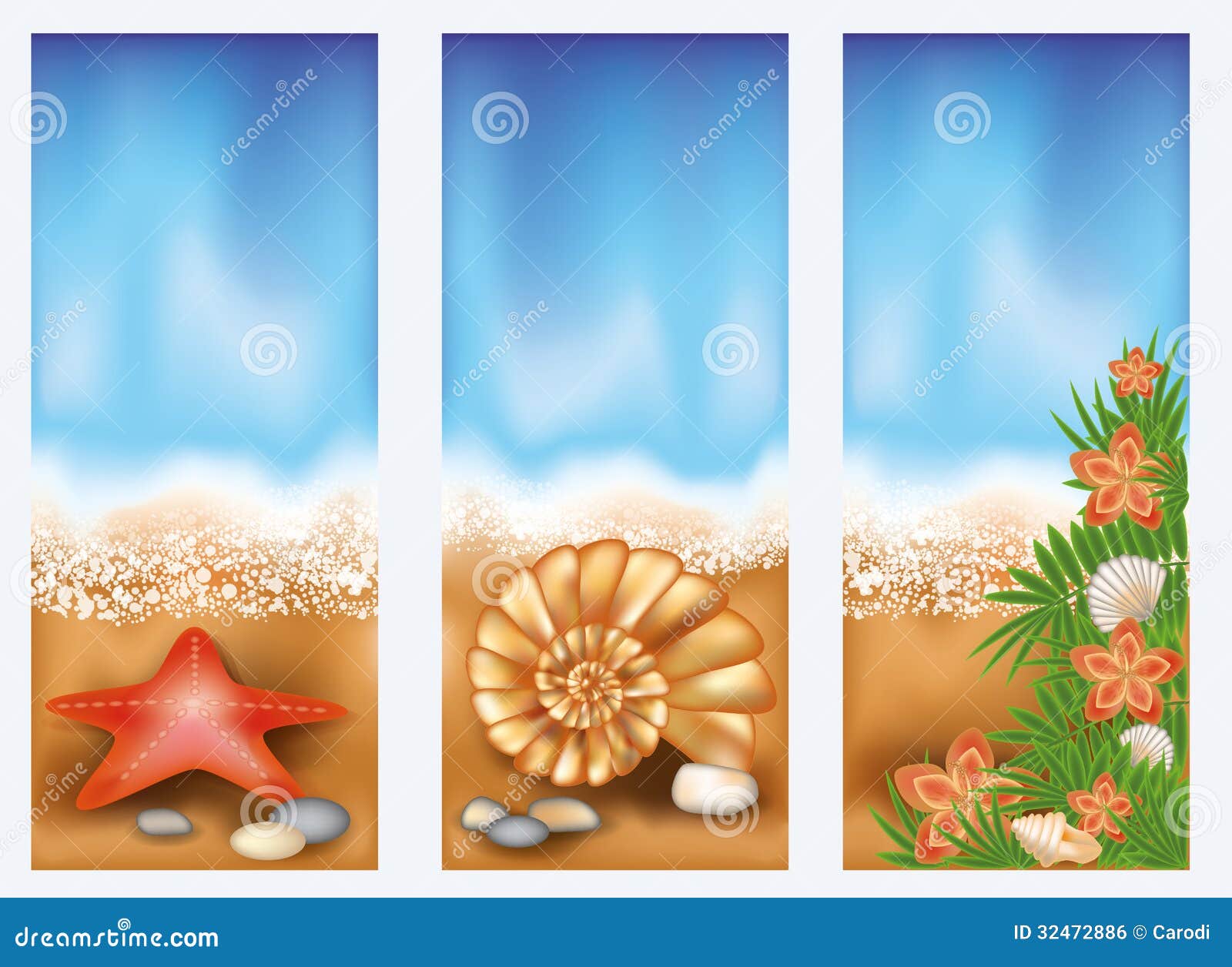 Set summer beach banners stock vector. Illustration of golden - 32472886