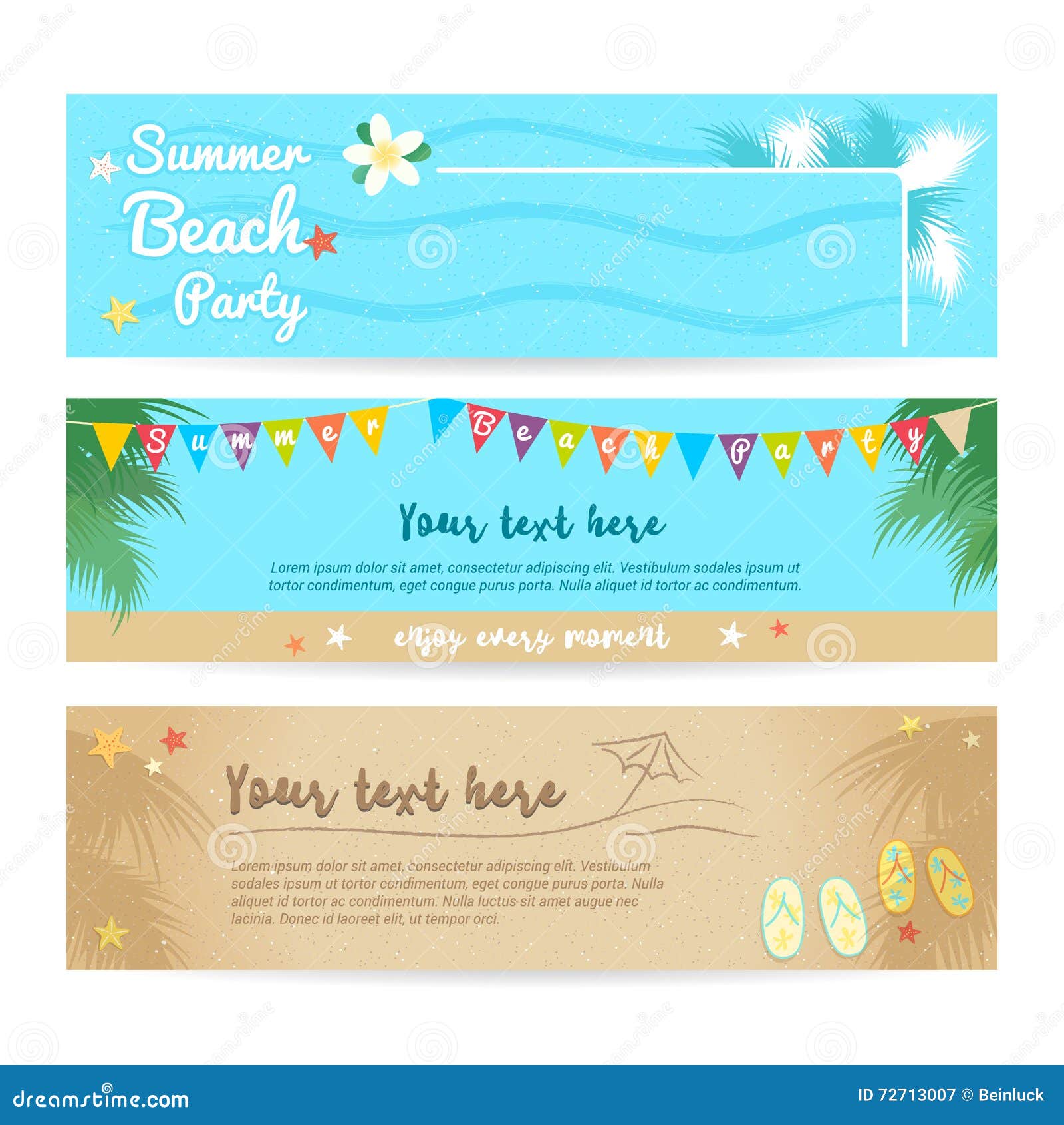 Set of Summer Beach and Sea Banner Background Stock Vector ...