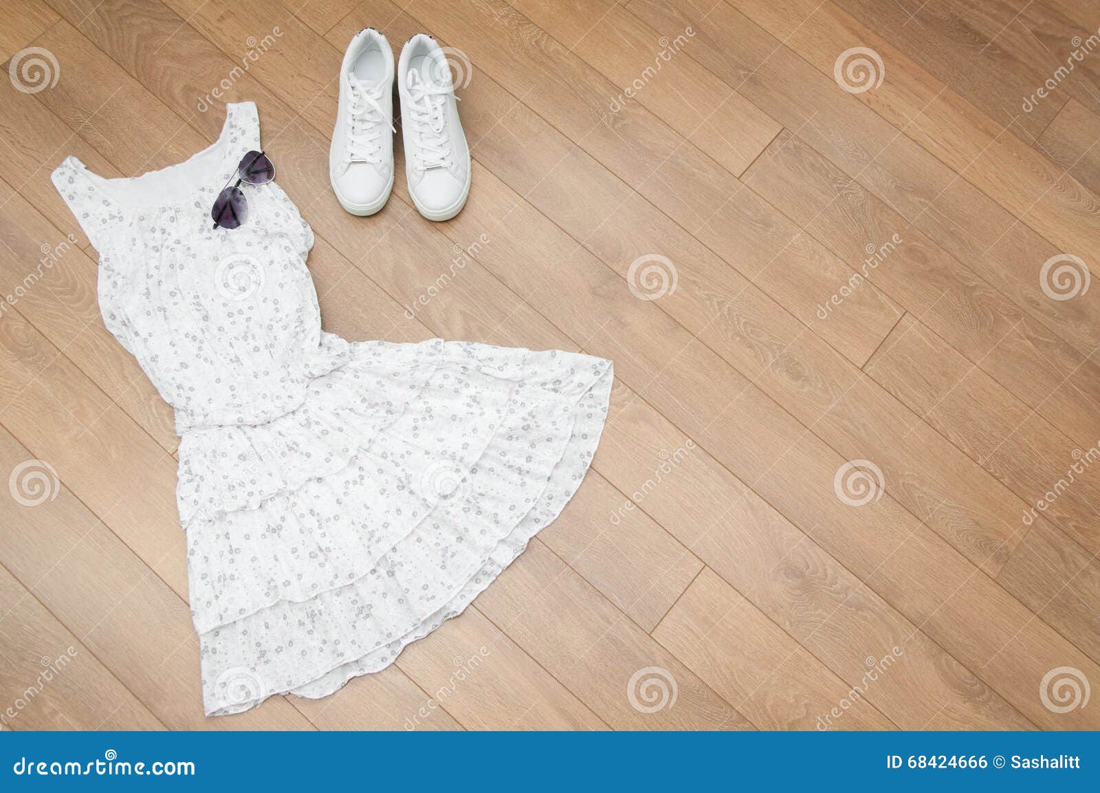 Set of Summer Clothes. Top View Stock Photo - Image of store, sneakers ...