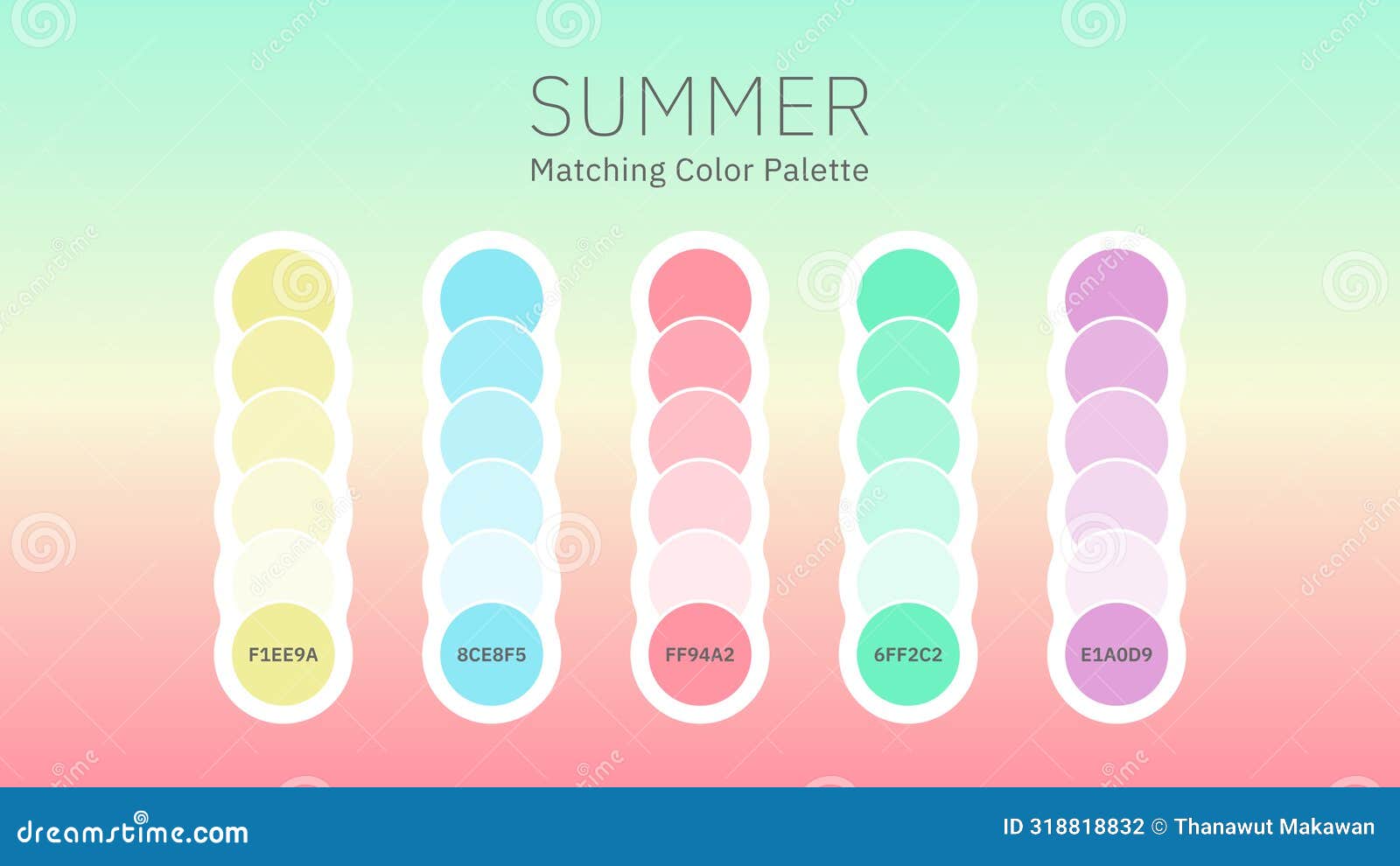 Set Of Summer Color Palette Combination In Rgb Hex Matching Color