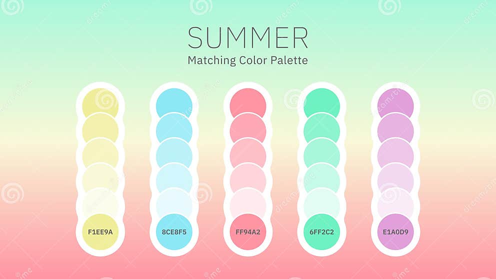 Set of Summer Color Palette Combination in RGB Hex. Matching Color ...