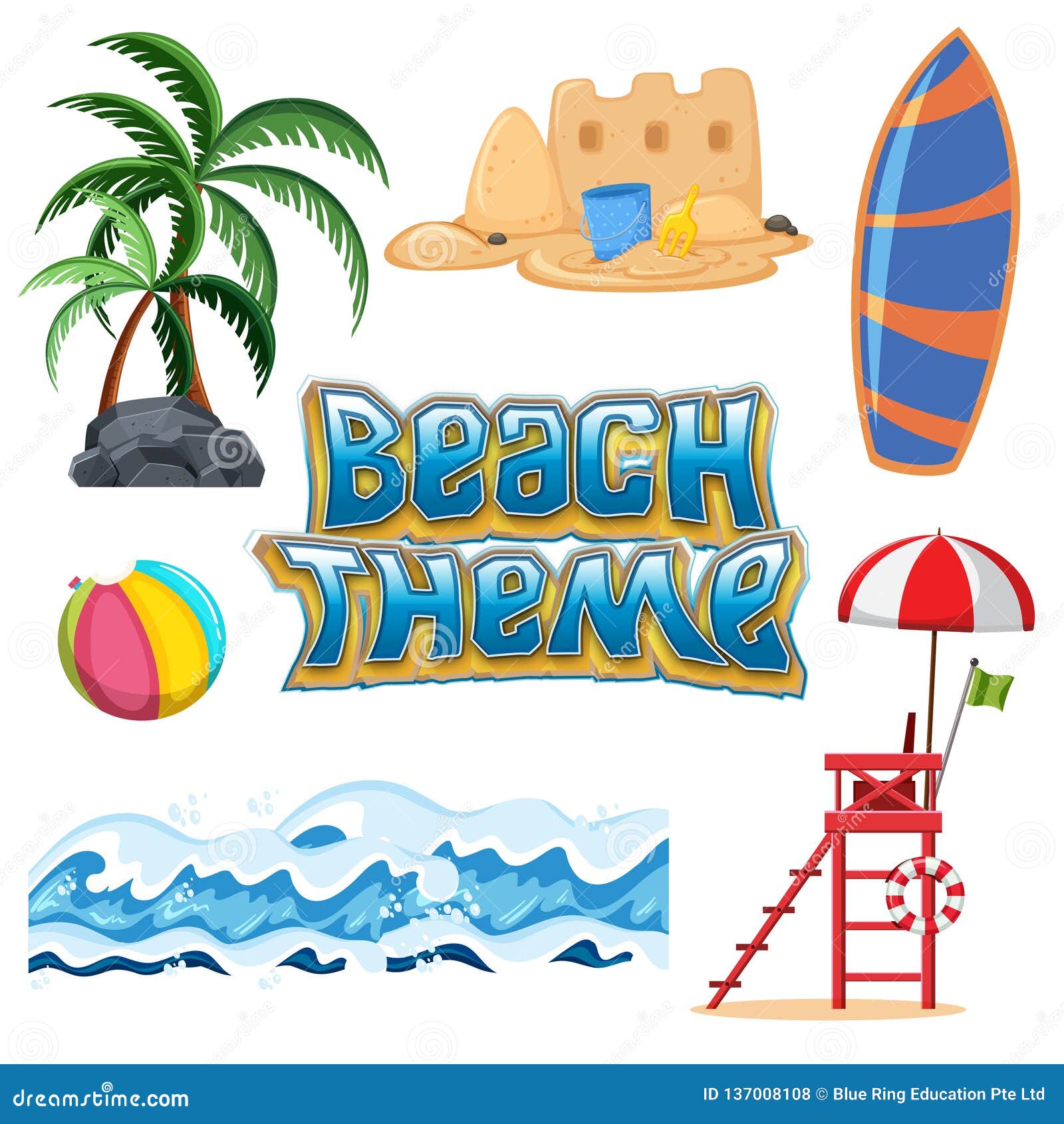 Set of summer element stock vector. Illustration of theme - 137008108