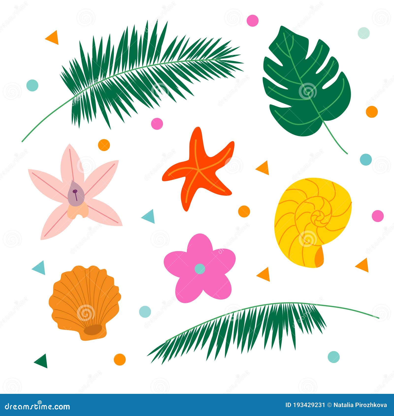 Set of summer elements stock vector. Illustration of vector - 193429231
