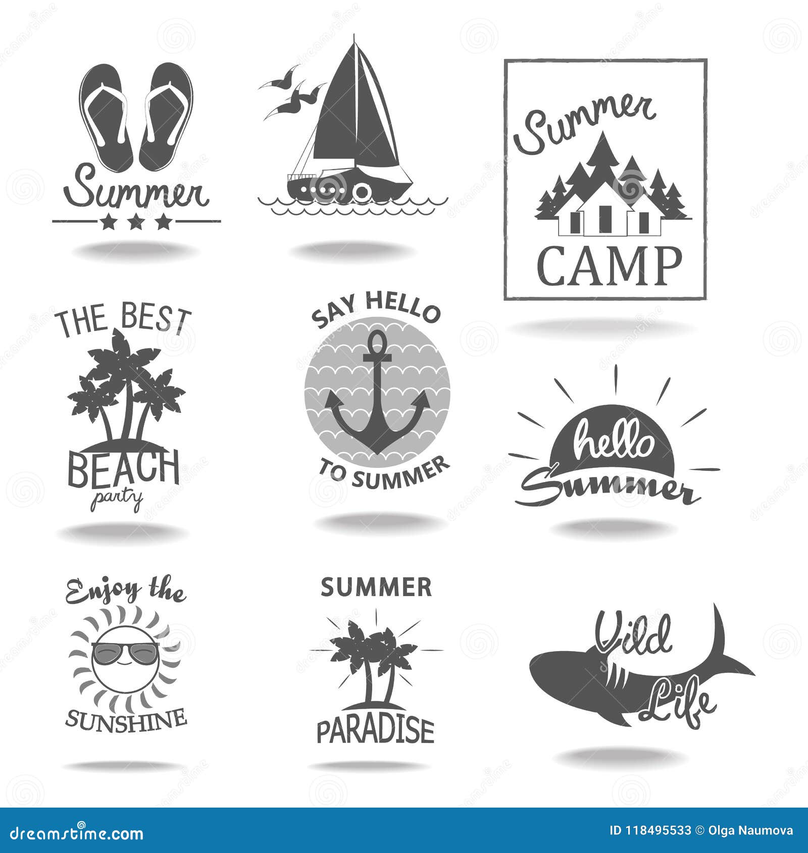 Set of Summer Emblems and Design Elements Stock Vector - Illustration ... Set of Summer Emblems and Design Elements Stock Vector - Illustration ...