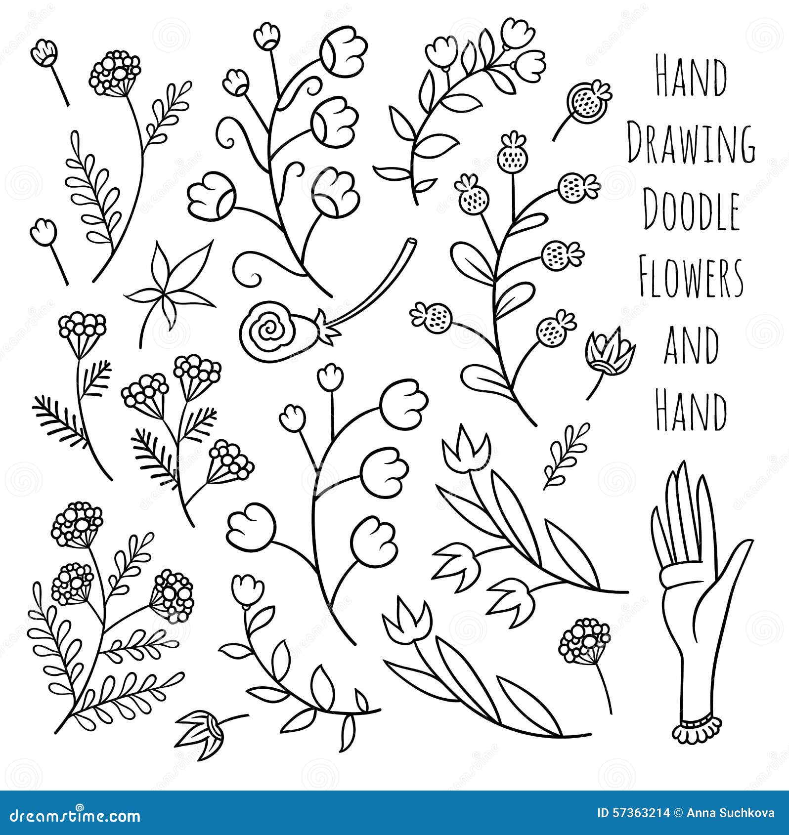 Set of summer flowers stock illustration. Illustration of modern - 57363214