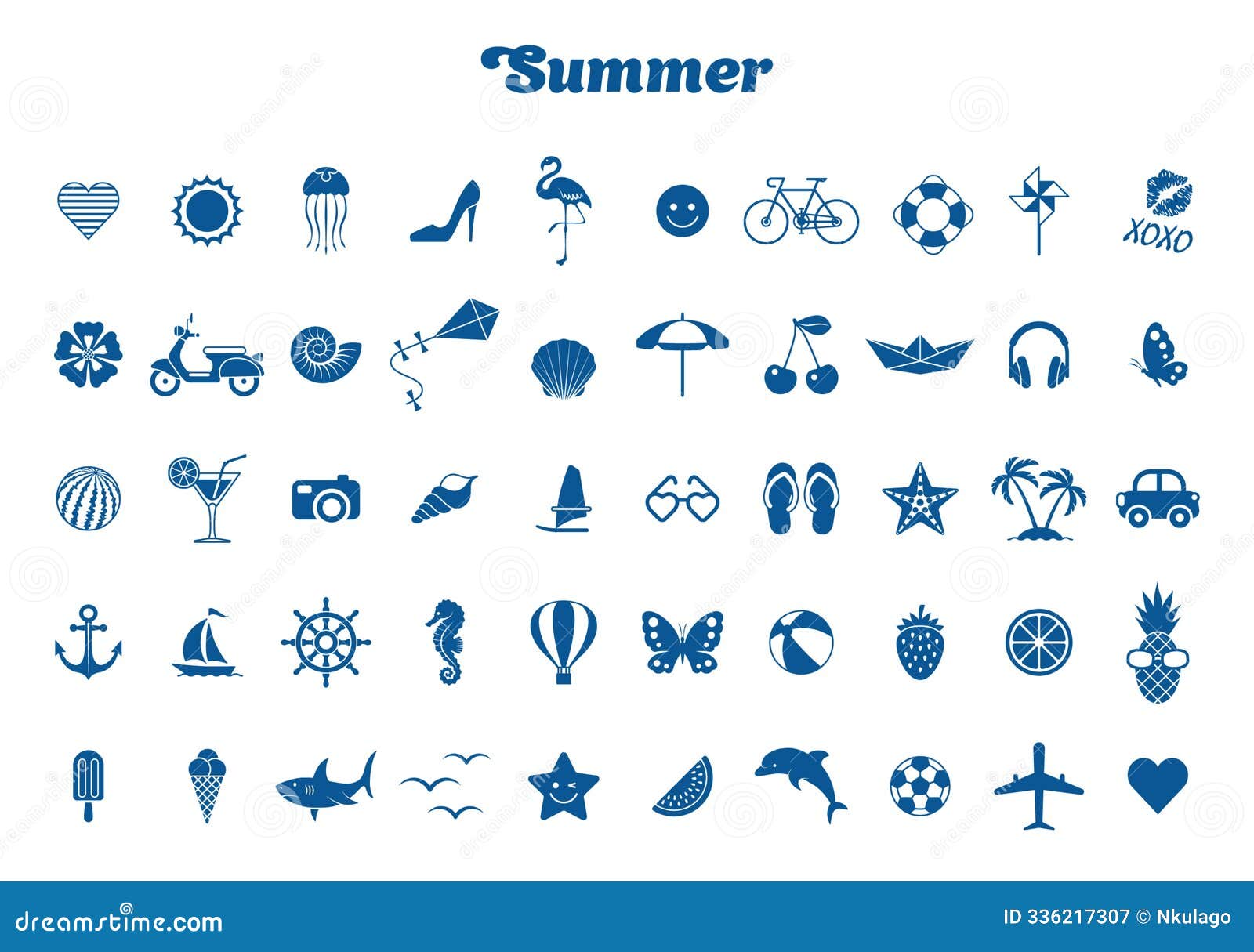 Set of 50 Summer Icons. Vector Illustration Stock Illustration ...