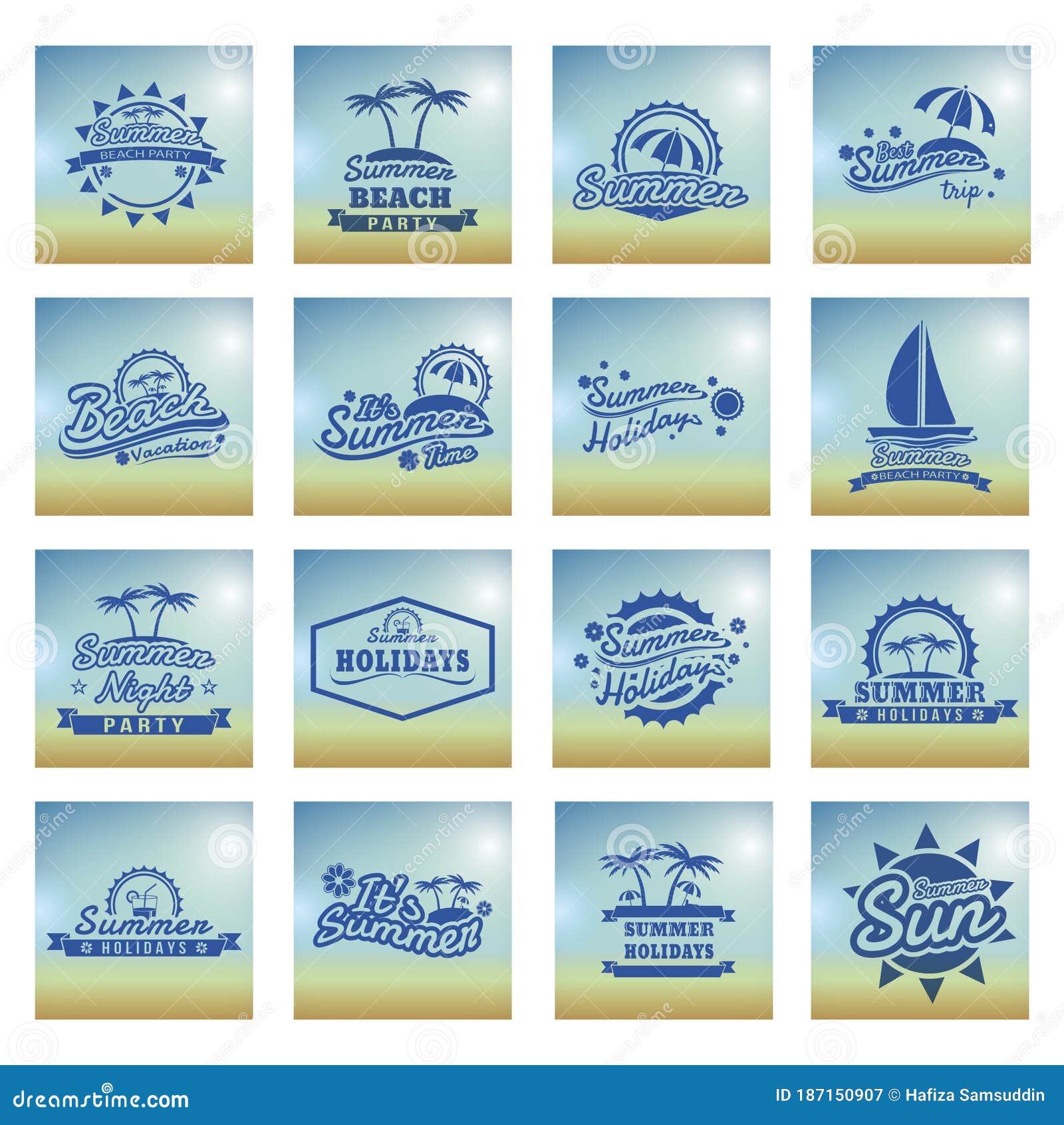 Summer Labels Collection Cartoon Vector | CartoonDealer.com #65005223