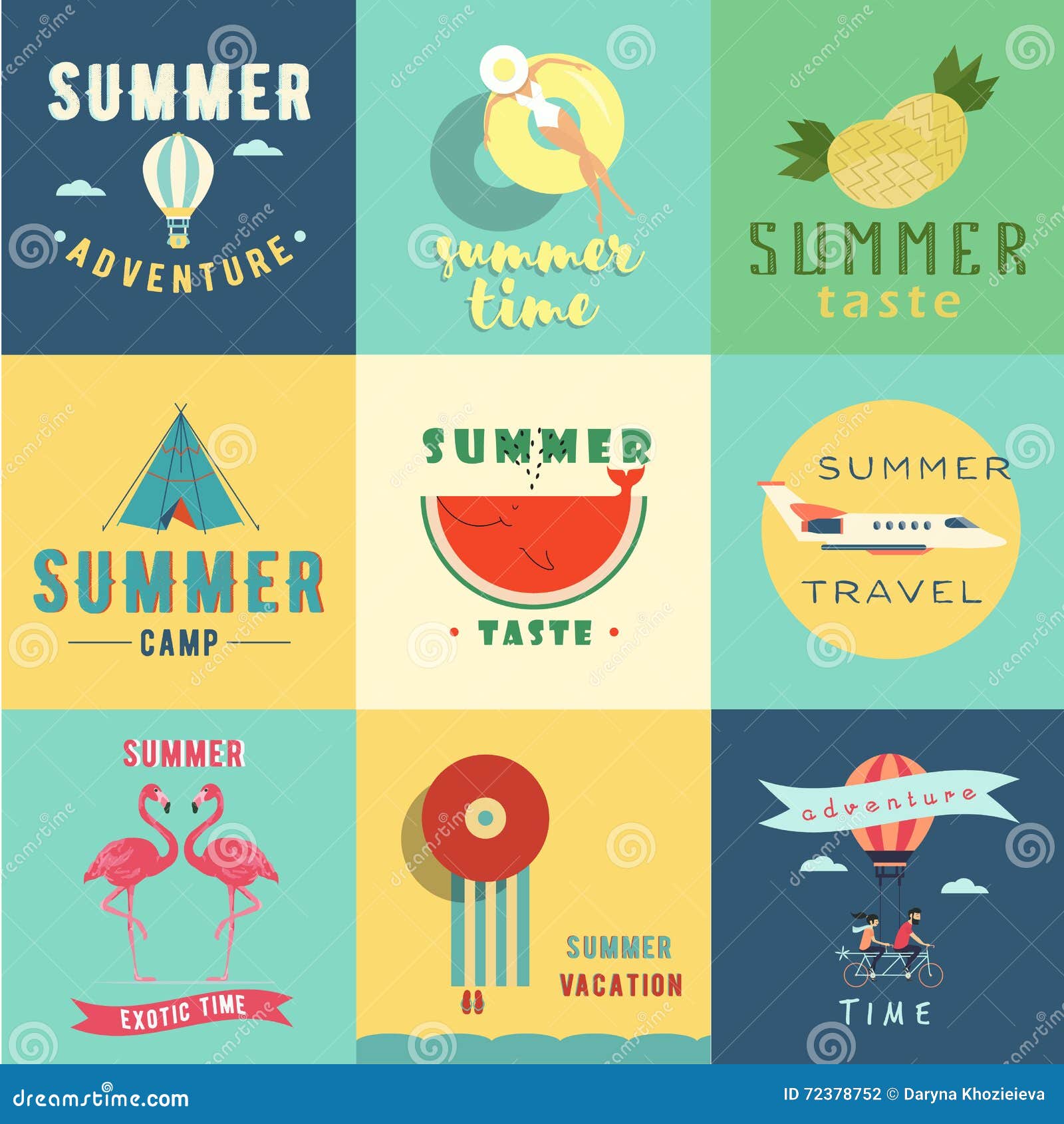Set of Summer Logo Vector Illustration. Stock Vector - Illustration of ...